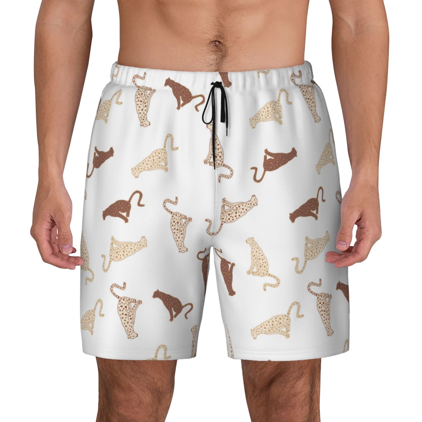 Kdxio Leopard Print Print Men's Swim Trunks with Compression Liner 7 ...