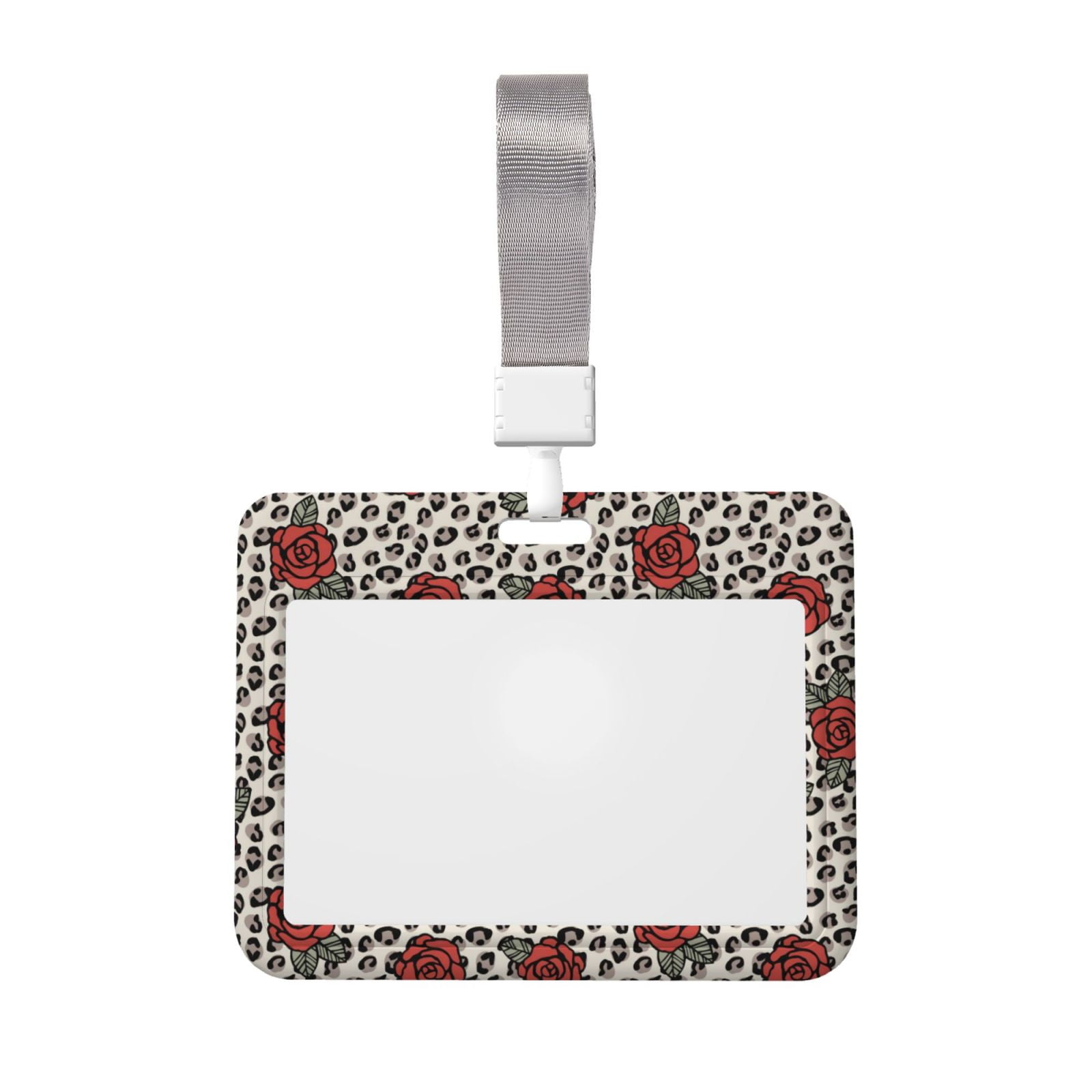Kdxio Leopard Print Rose Card Badge Holder Work Badge Sleeve for Office ...