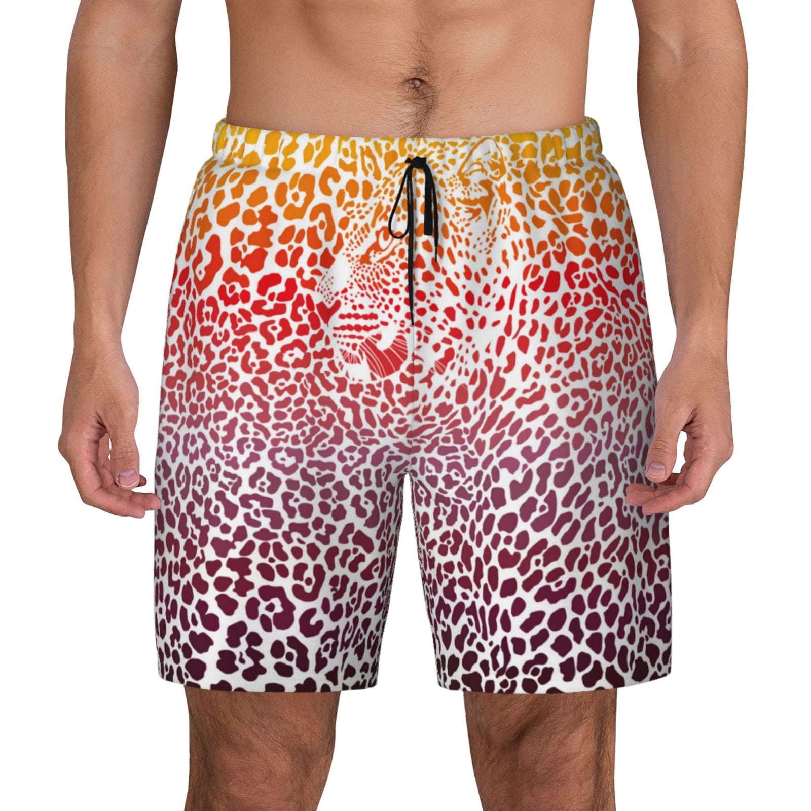 Kdxio Leopard Skins And Heads Print Men's Swim Trunks with Compression ...