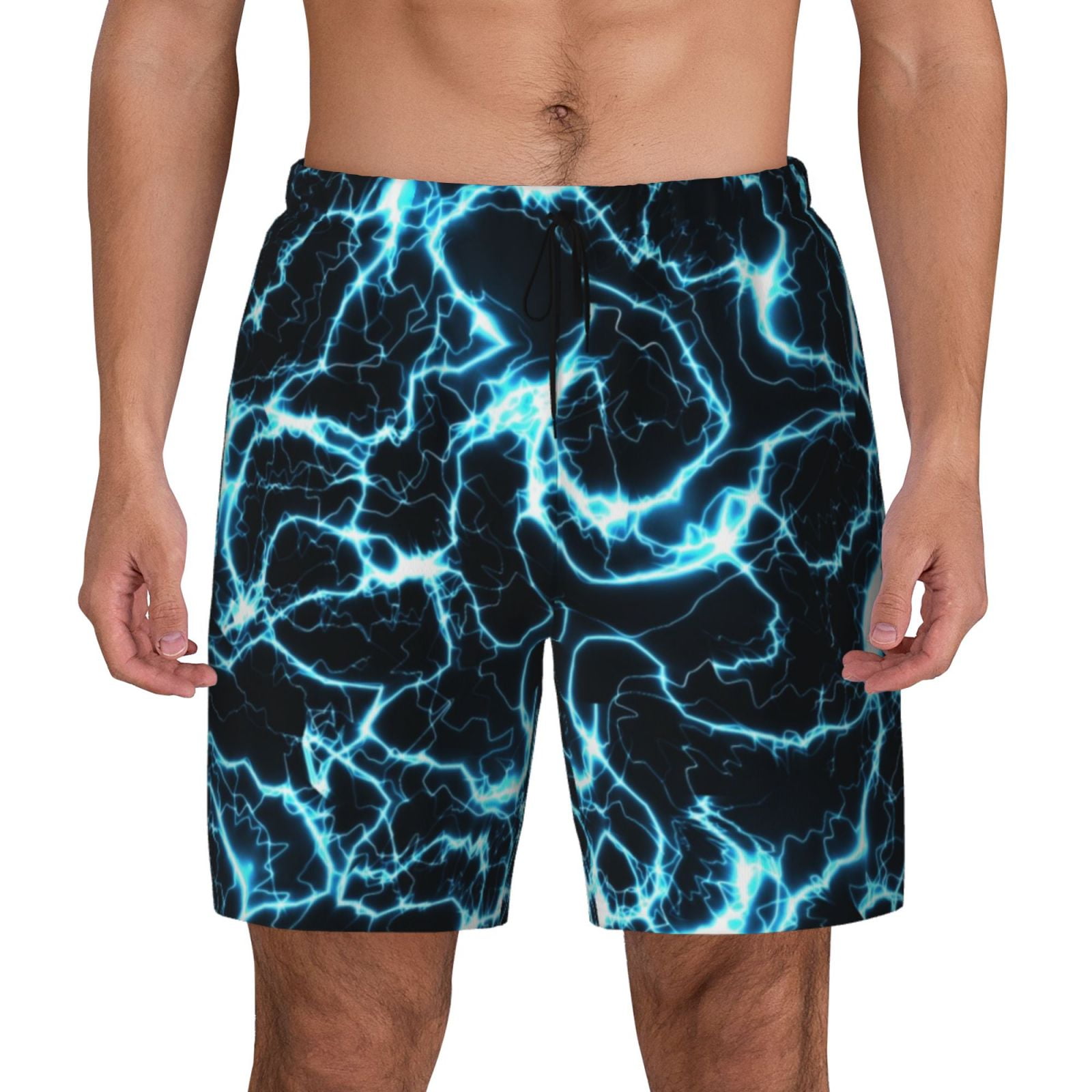 Kdxio Lightning Print Men's Swim Trunks with Compression Liner 7 Inch ...