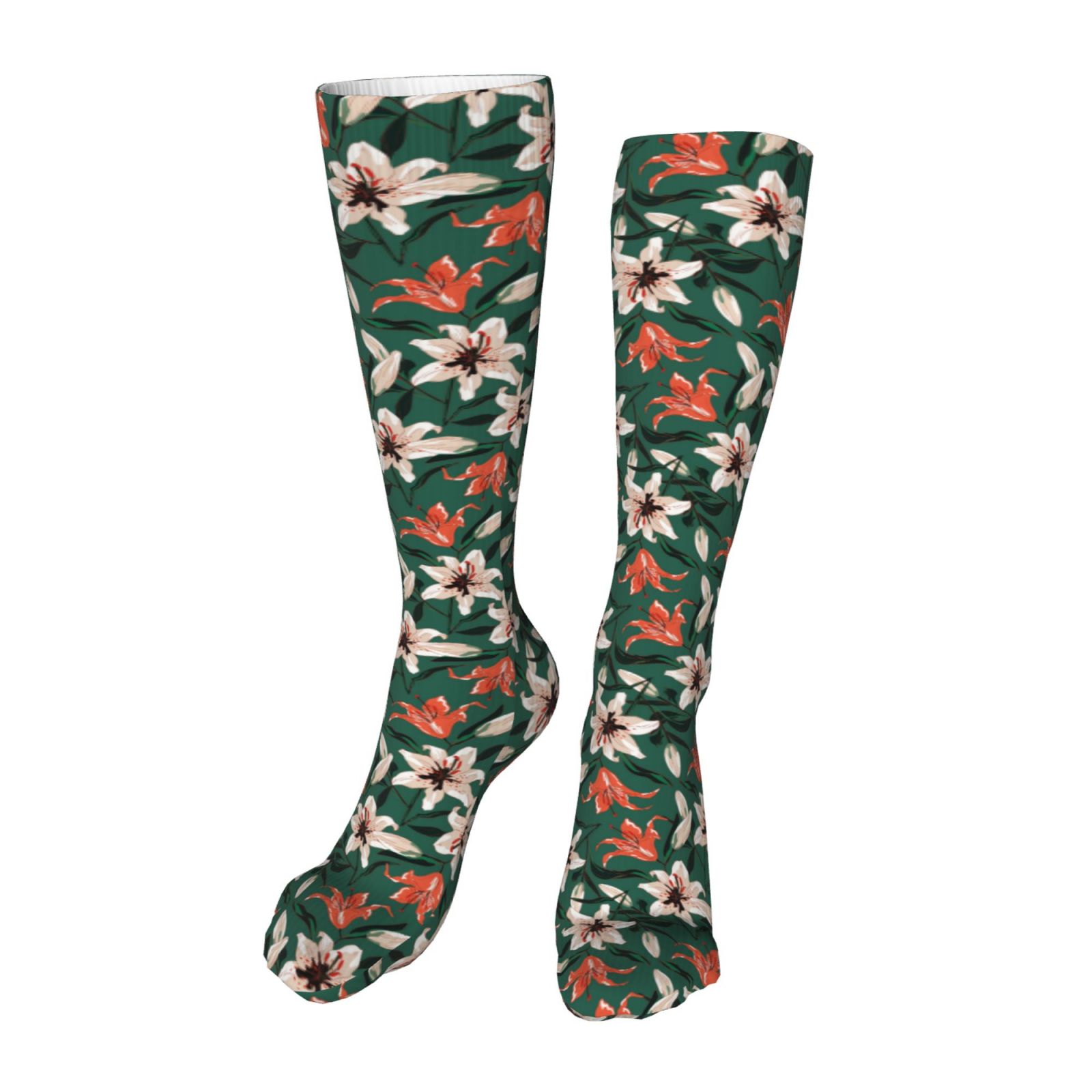 Kdxio Lilies Flowers Funny Silky Novelty Funky Long Knee High Socks ...