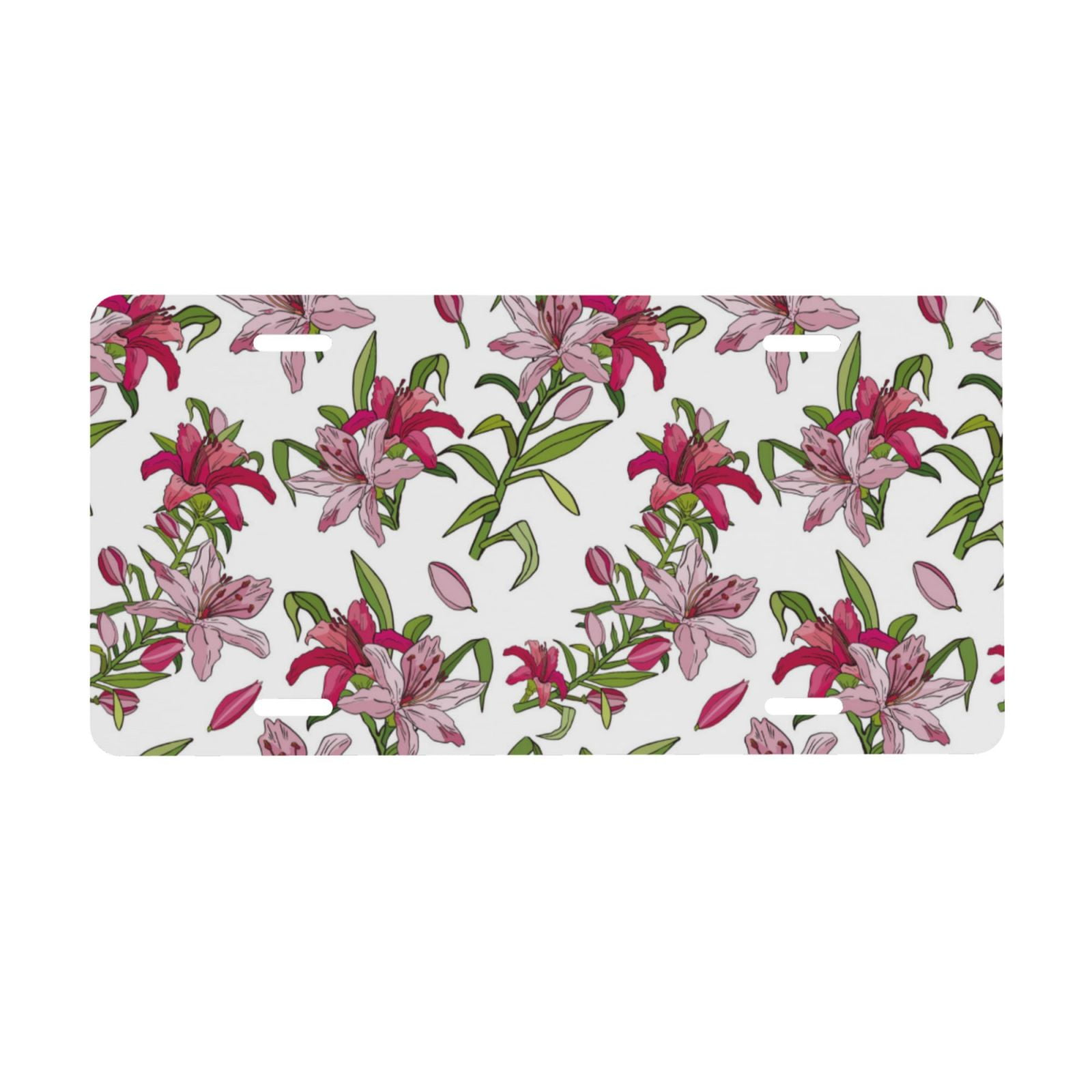 Kdxio Lilies Flowers License Plate Car Front License Plate Car ...