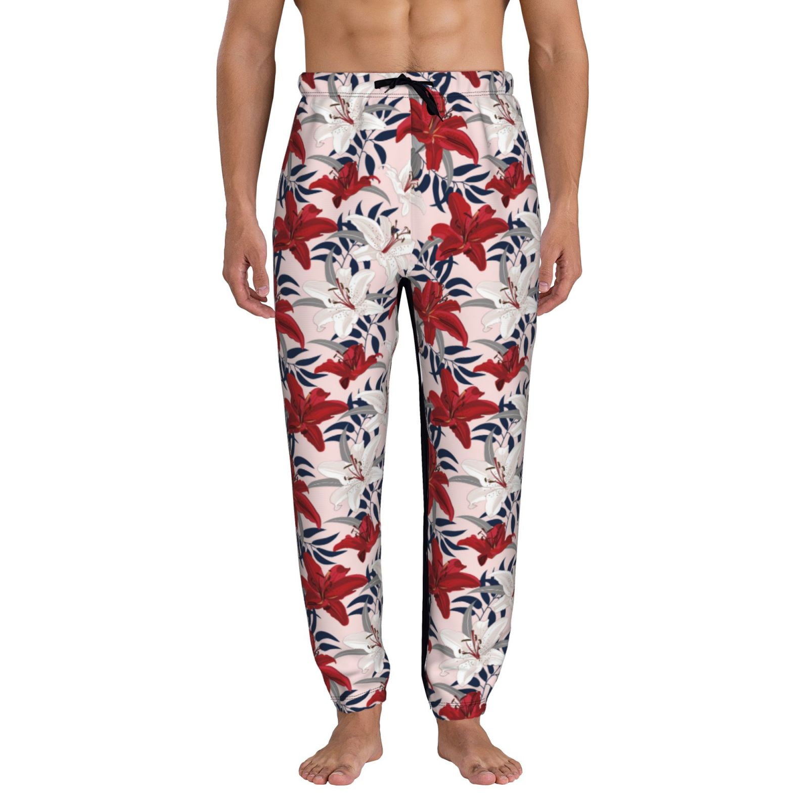 Kdxio Lilies Flowers Pattern Joggers,Sweatpants for Men with Pockets ...