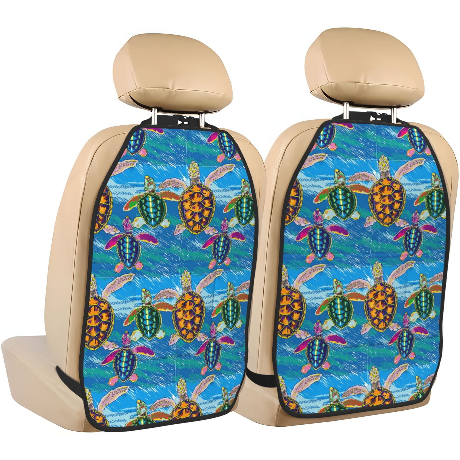 Kdxio Little Sea Turtles Print 2 Pack Car Kick Mat Seat Cover Back ...