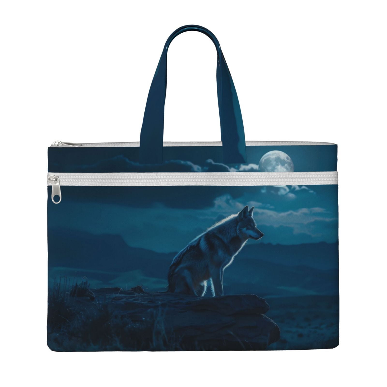 Kdxio Lonely Night Wolf File Tote Document Bag Business Briefcase Bag ...