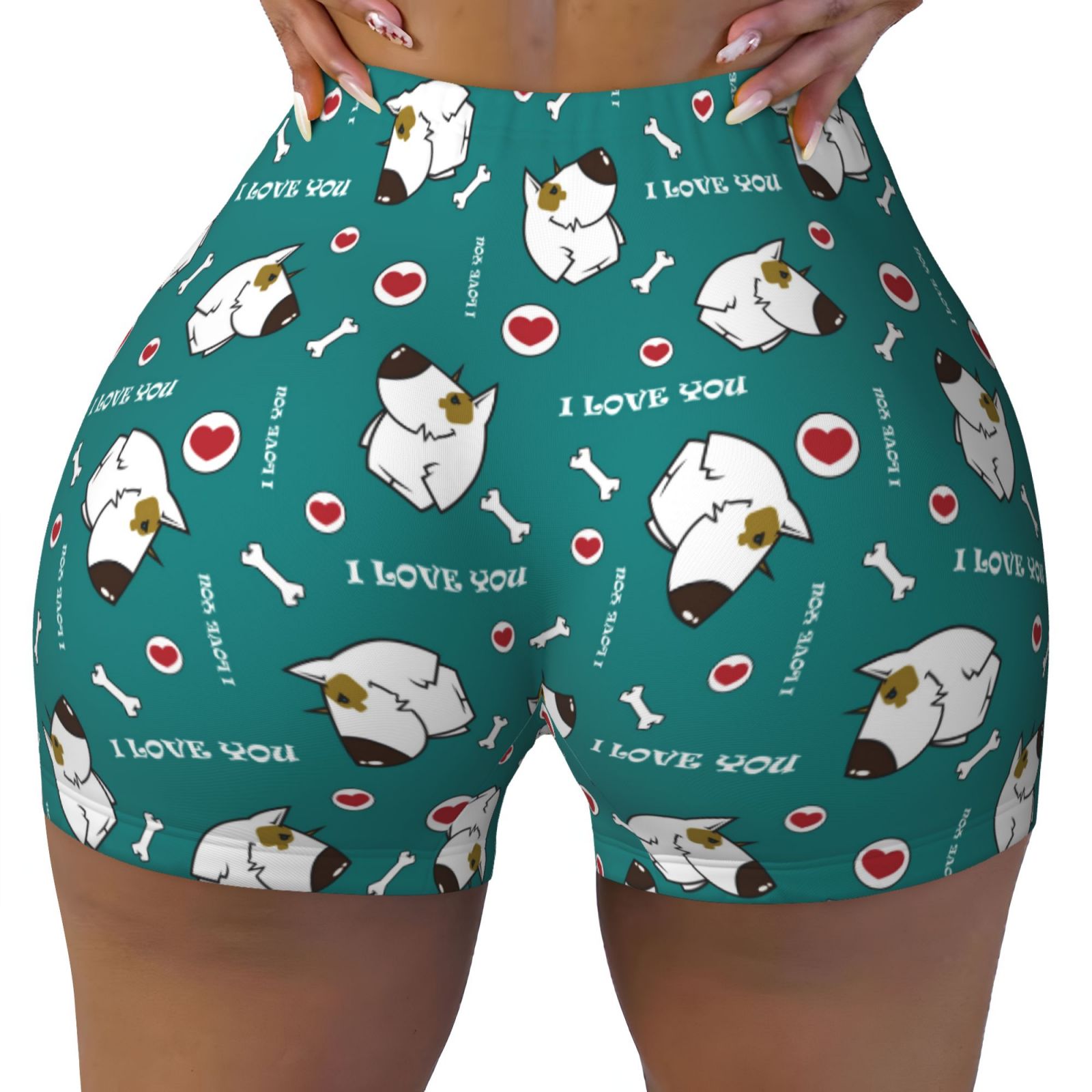 Kdxio Love Dog Print Workout Shorts for Women Seamless Soft Smooth Gym ...