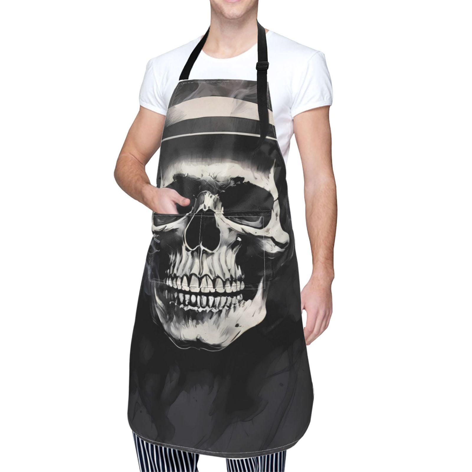 Kdxio Magician Hat Skull Apron with Pockets Adjustable Kitchen Aprons ...