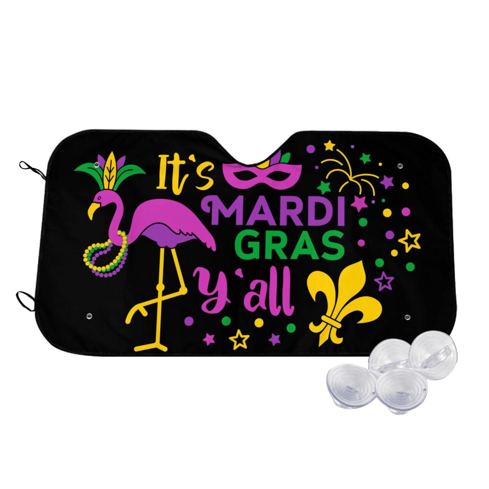 Kdxio Mardi Gras with Flamingo Print Windshield Sun Shade,UV Rays and ...