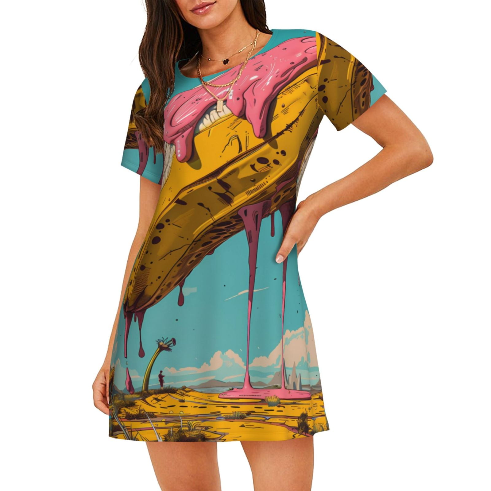 Kdxio Melting Banana Fantasy Pattern Womens Short Sleeve Sleepshirt ...