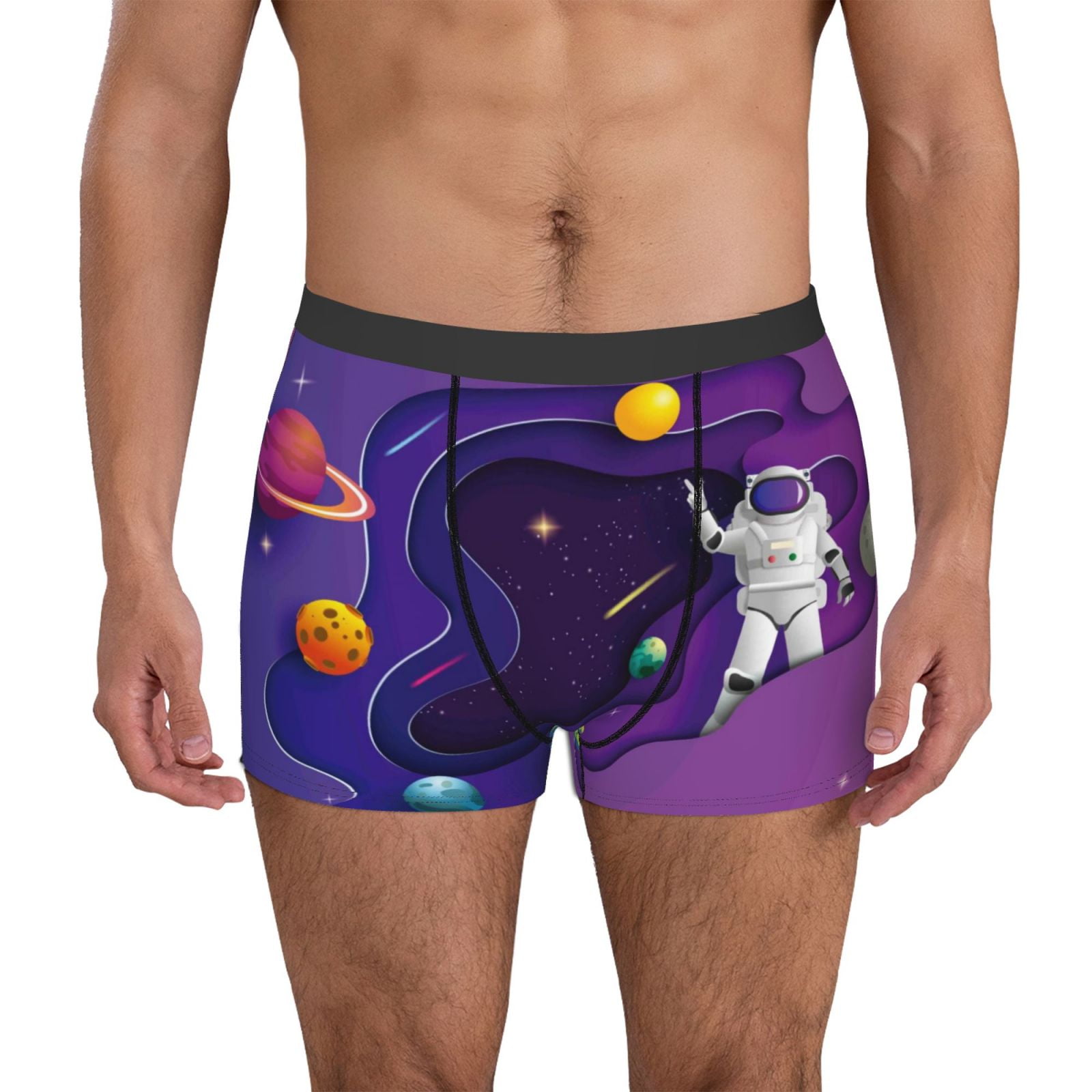 Kdxio Men's Boxer Briefs with Astronaut on Mission in Outer Space Print ...