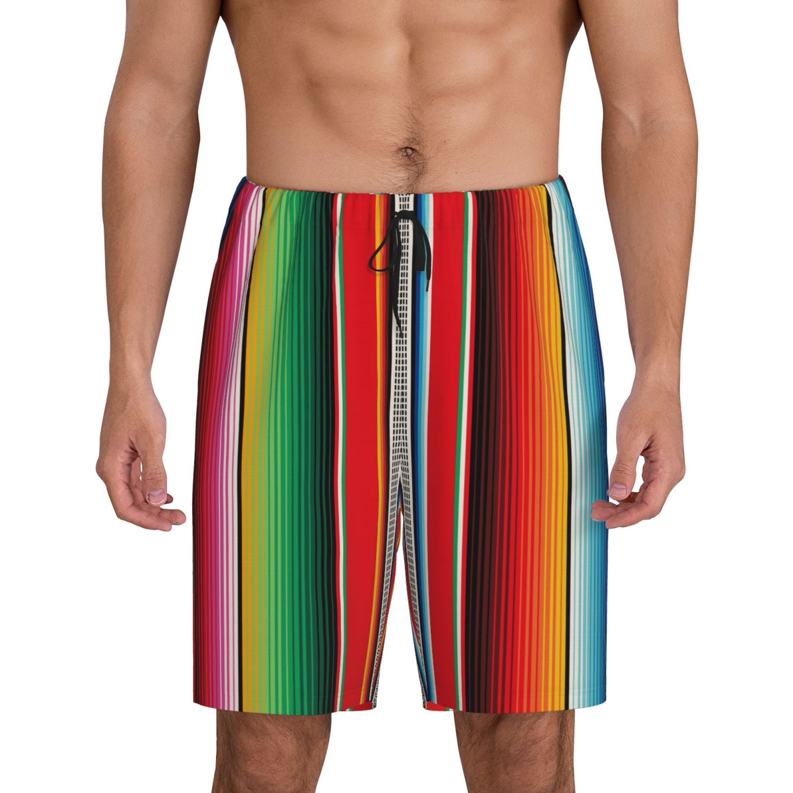 Kdxio Mexican Serape Blanket Stripes Print Mens Sleep Shorts Bottoms ...