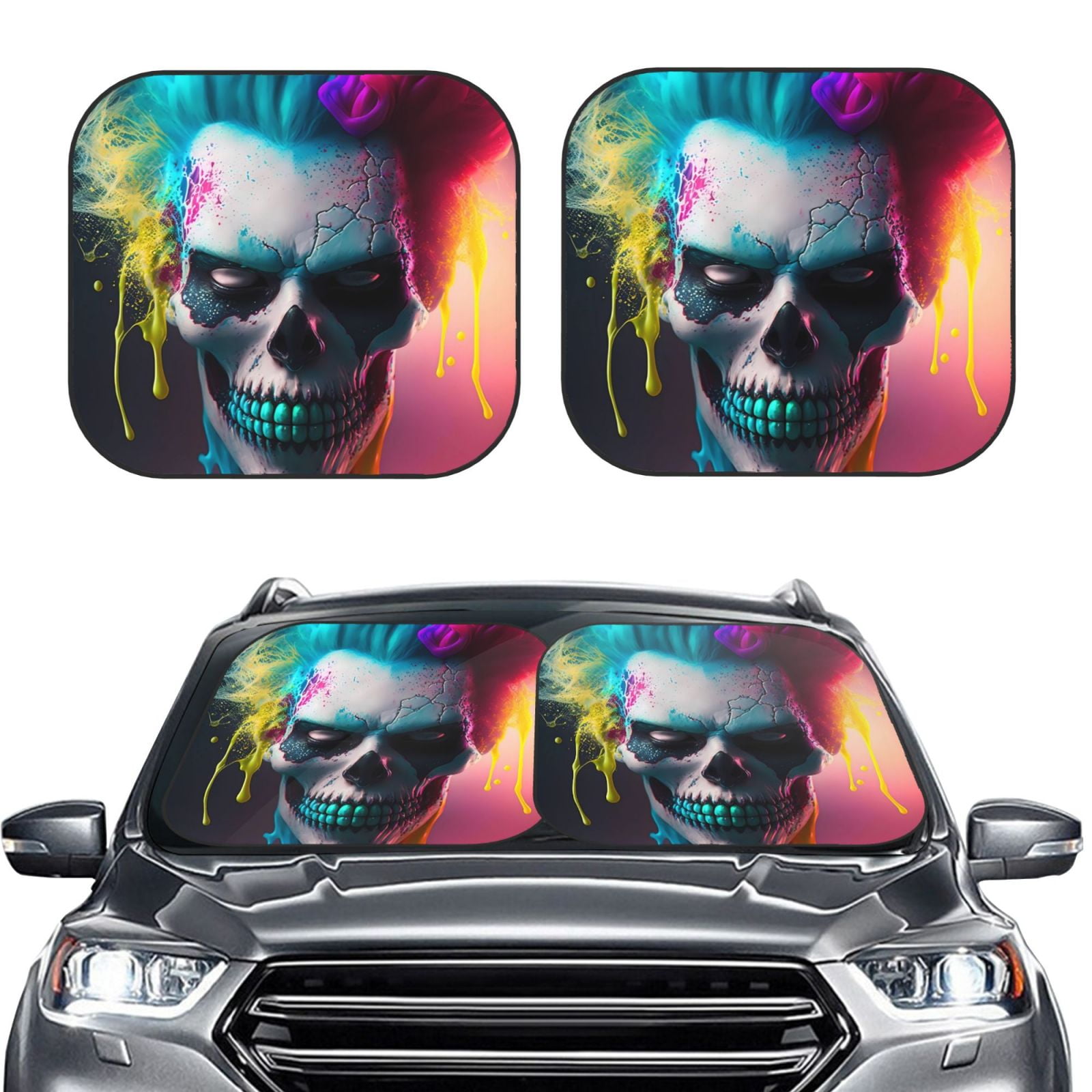 Kdxio Modern Abstract Colorful Skull A Print 2-Piece Sun Shade Front ...