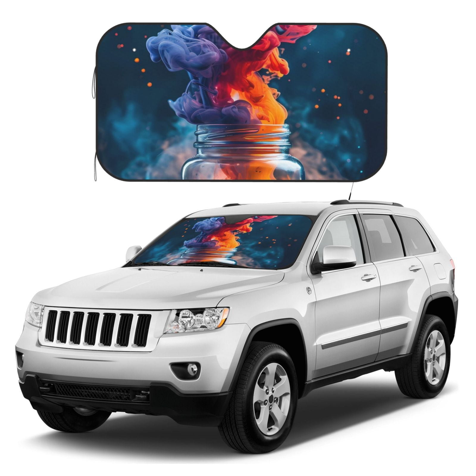 Kdxio Modern Art Red And Blue Colors Print Windshield Sun Shade ...