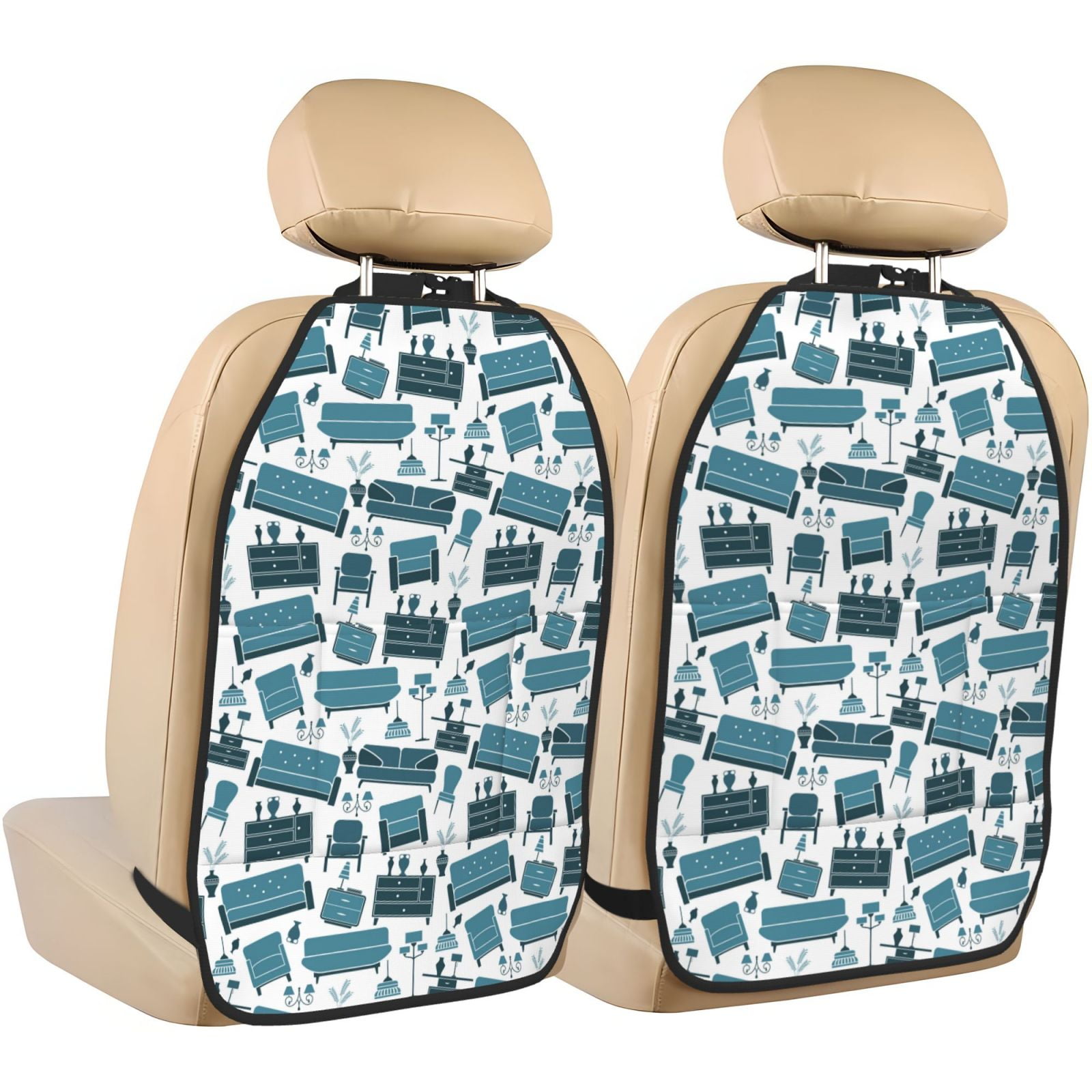 Kdxio Modern Furniture Print 2 Pack Car Kick Mat Seat Cover Back ...