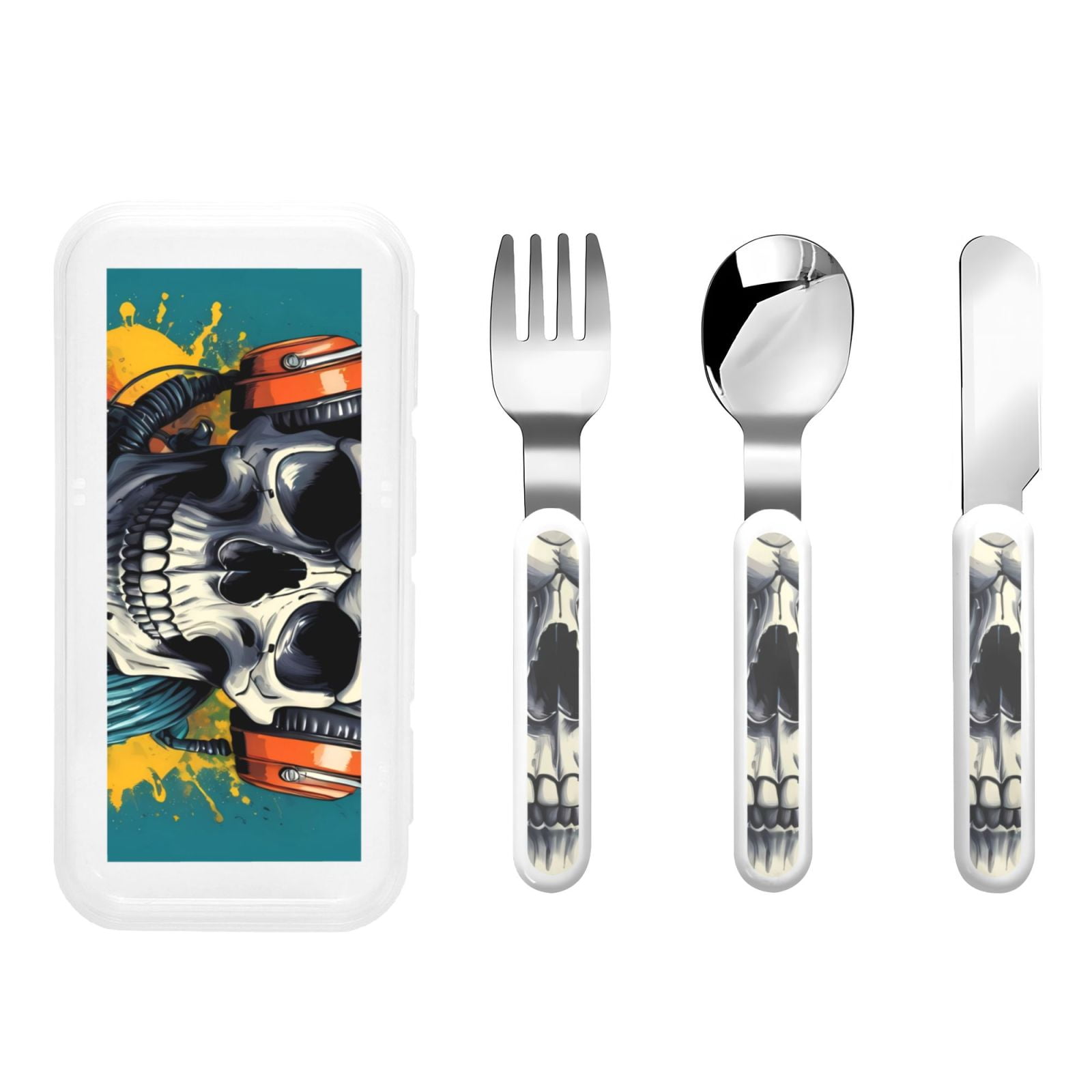 Kdxio Modern Hip-Hop Skull Toddler Utensils Set - Kids Silverware Set ...