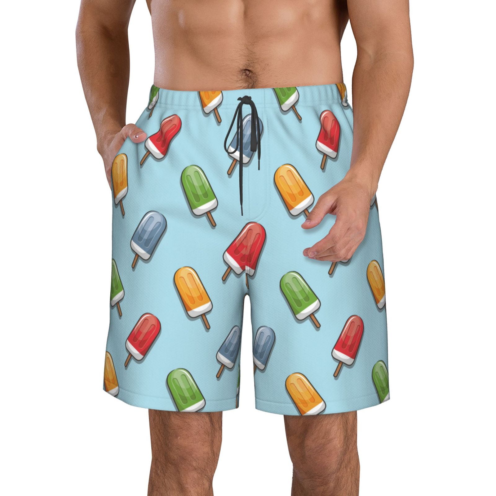 Kdxio Modern Ice Cream Pattern Mens Casual Shorts - Drawstring Summer ...