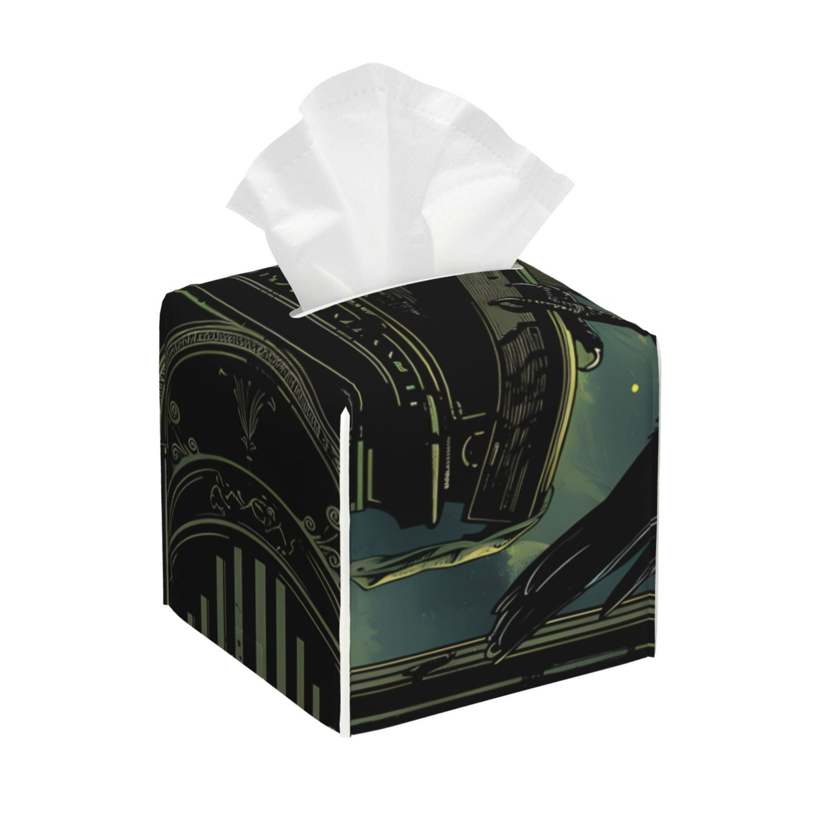 Kdxio MoonNight Sky Crow Print Tissue Box Cover,Square Decorative PU ...