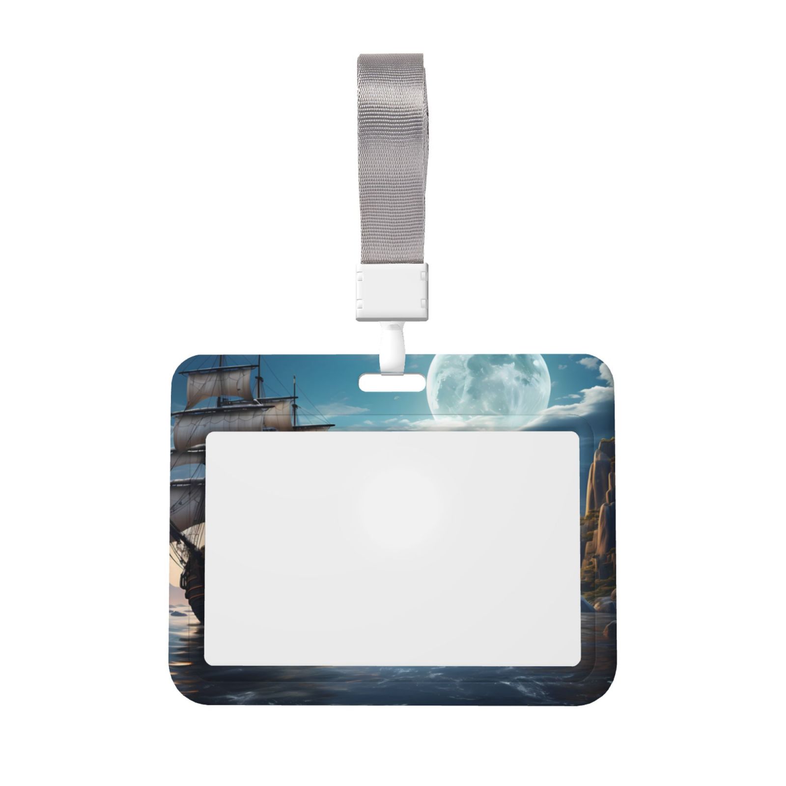 Kdxio Moonlit Sea Sailboat Card Badge Holder Work Badge Sleeve for ...