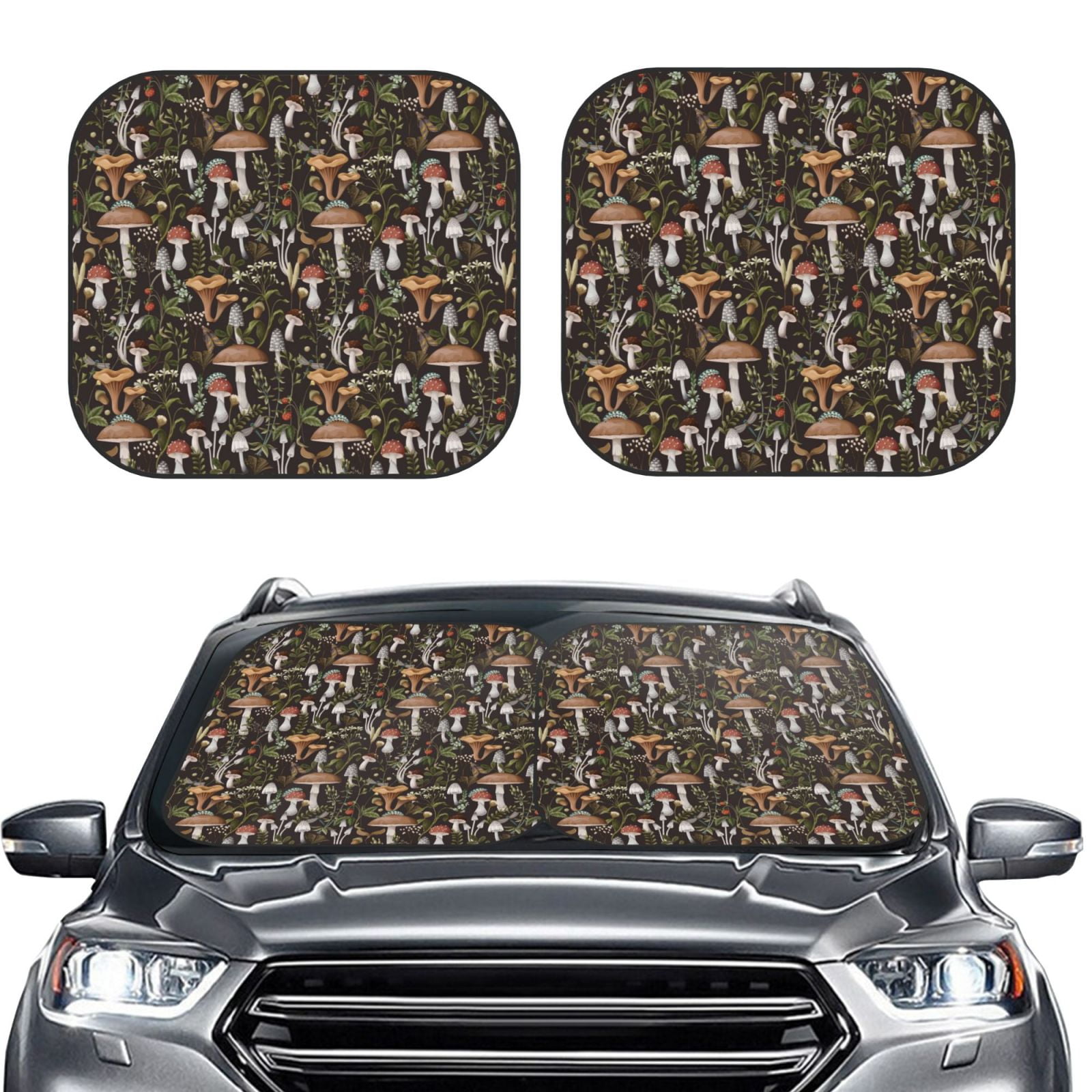 Kdxio Mushroom Garnish Print 2-Piece Sun Shade Front Windshield ...