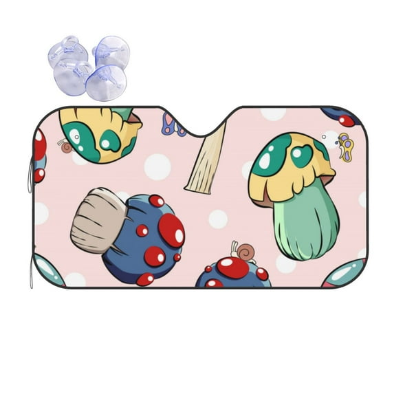 Kdxio Mushroom Print Front Windshield Sun Shade,Folding Auto Sunshade ...