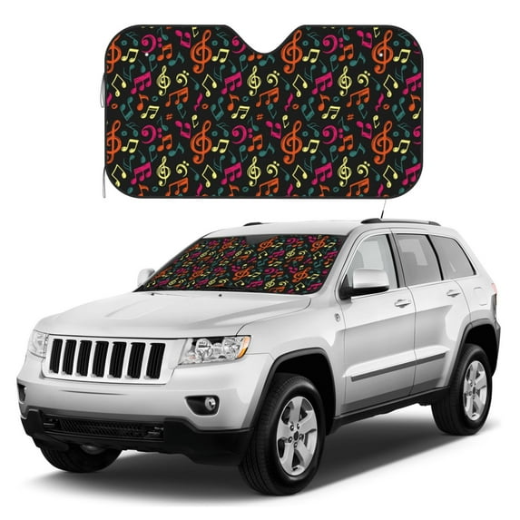 Kdxio Music Notes Print Windshield Sun Shade, Foldable Sun Blocker for ...