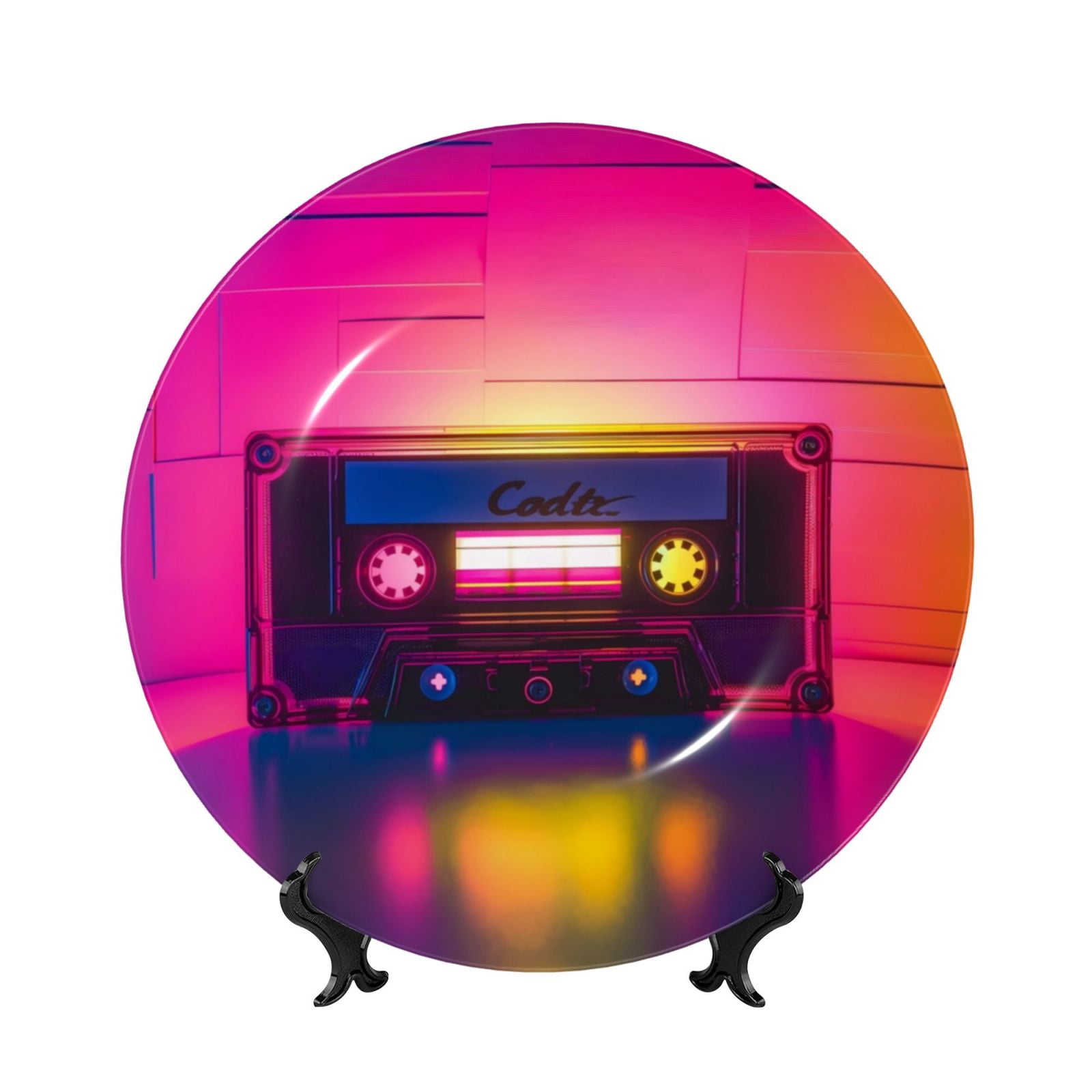 Kdxio Neon Cassette Tape Bone China Decorative Plate Ceramic Decorative ...