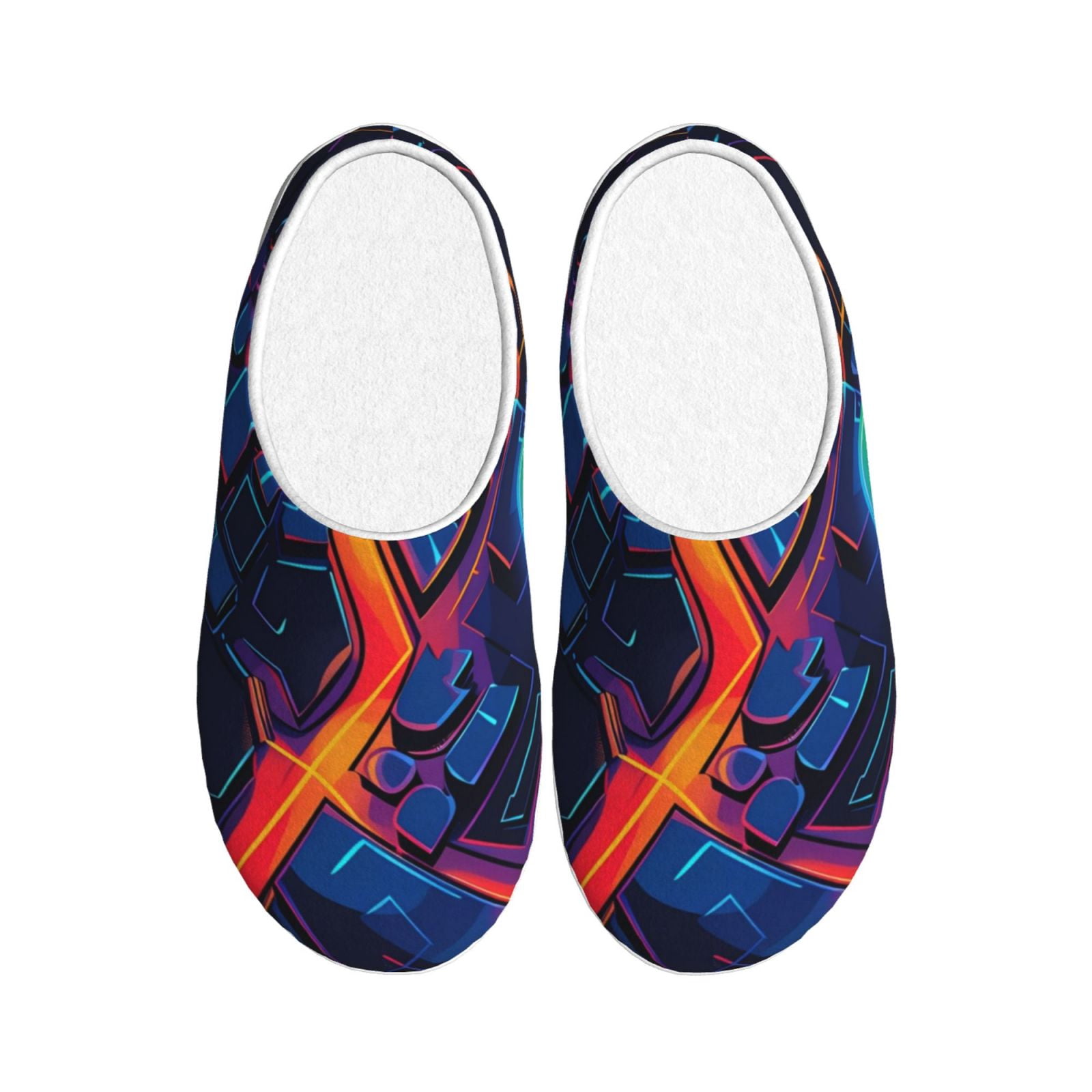 Kdxio Neon City Map Women's Men's Slippers Plush Slip-On House Slipper ...