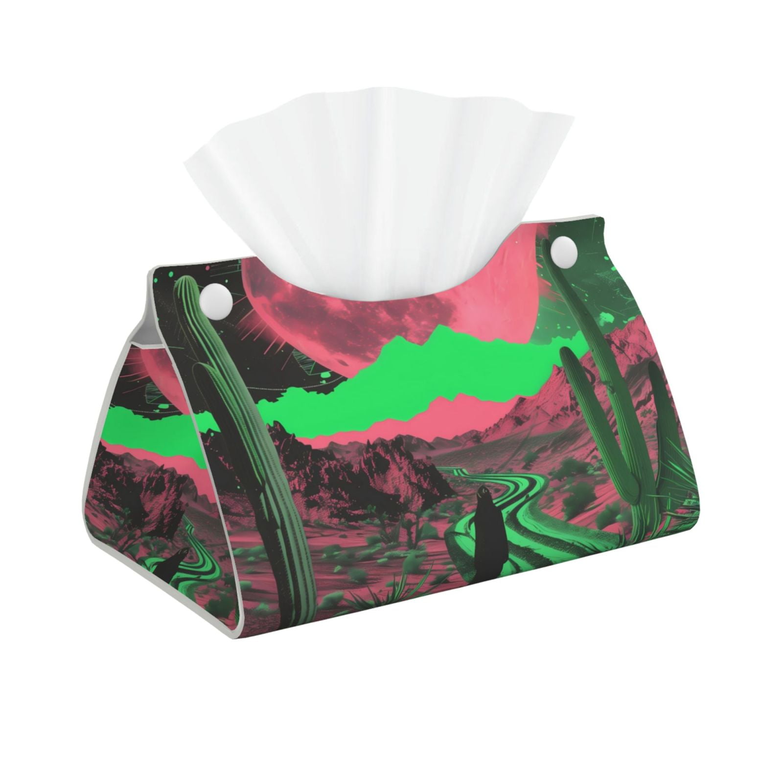 Kdxio Neon Desert Moon Print Tissue Box Cover,Modern PU Leather ...