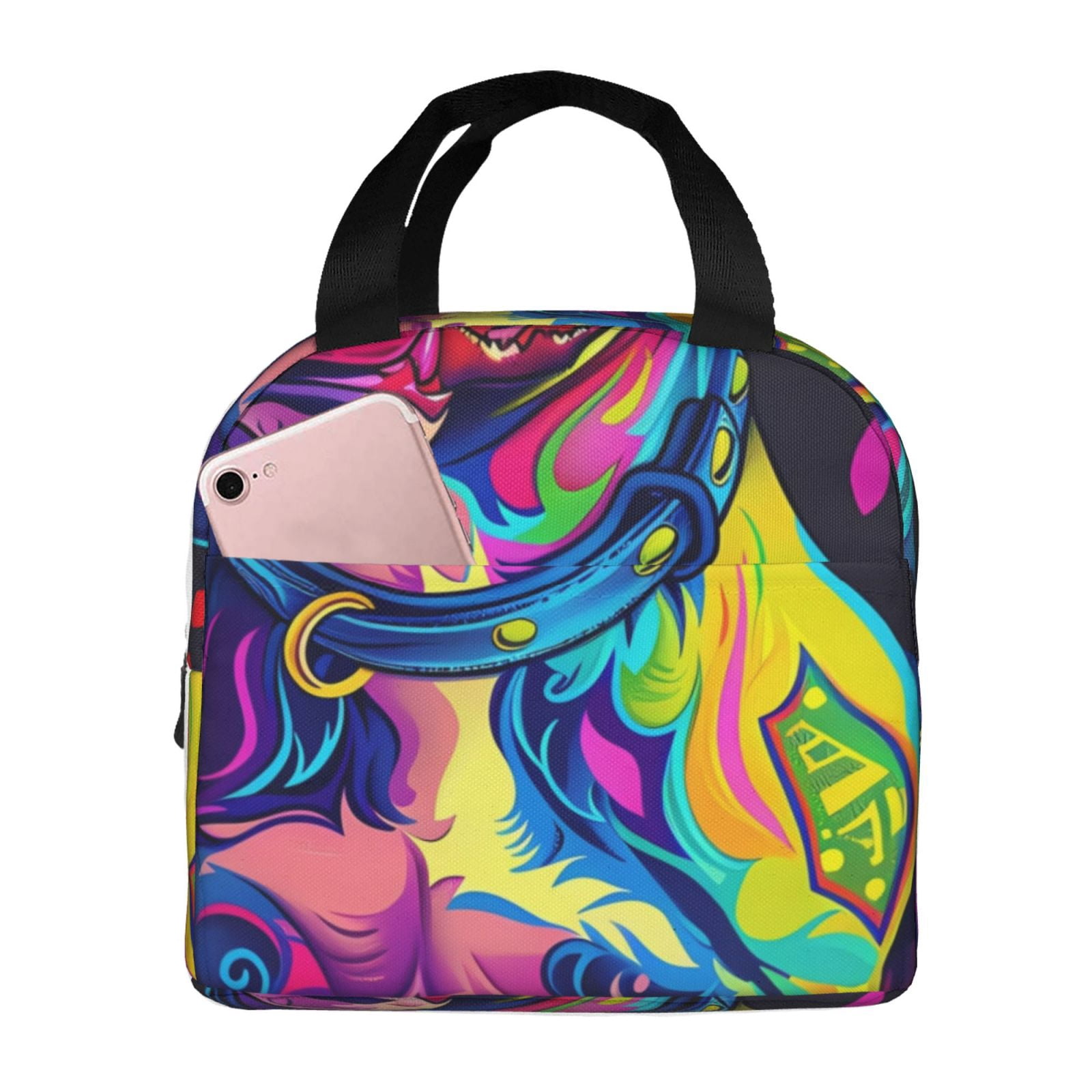 Kdxio Neon Pop Art Pitbull Print Insulated Lunch Bag,Reusable Tote ...