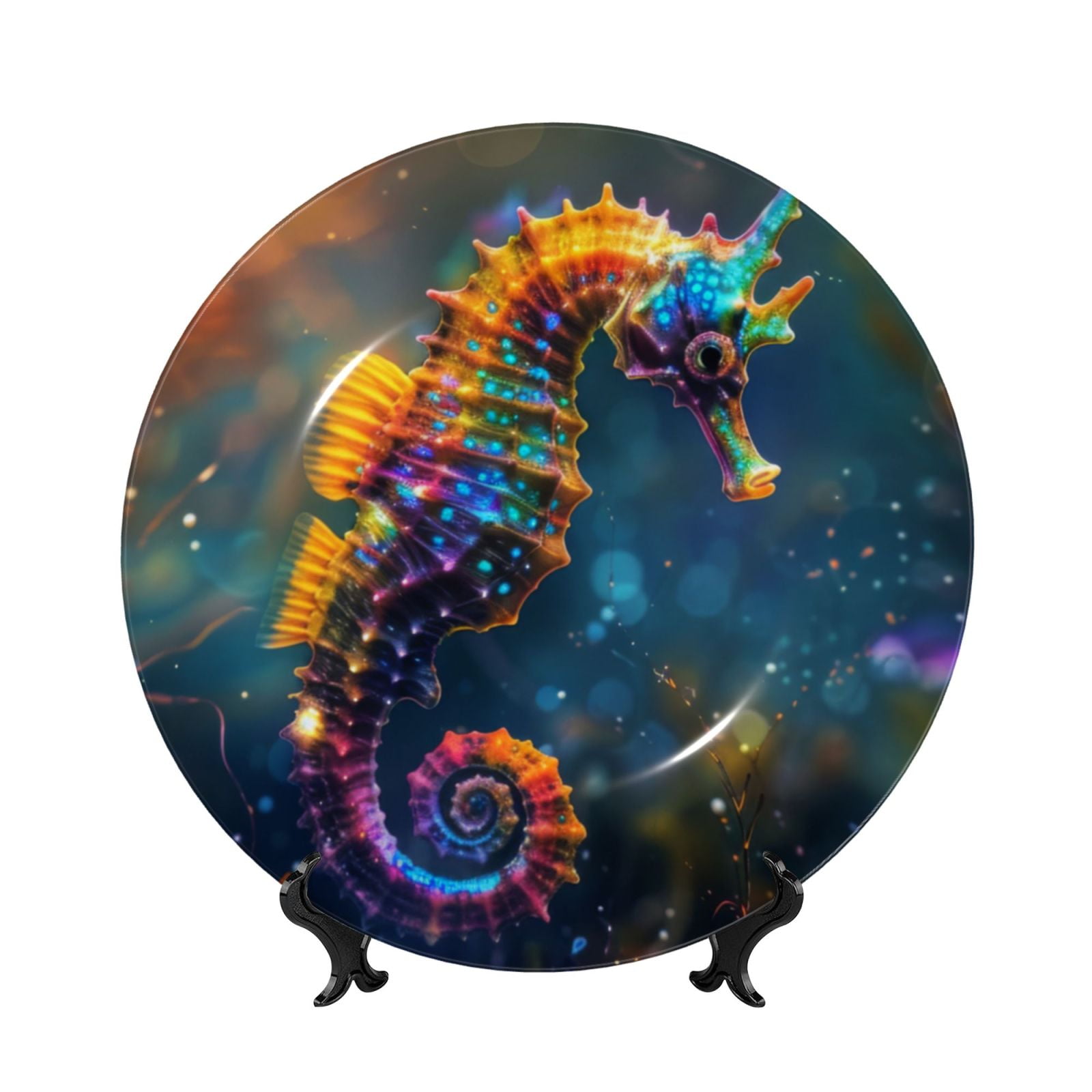 Kdxio Neon Seahorse Underwater Realm Bone China Decorative Plate ...