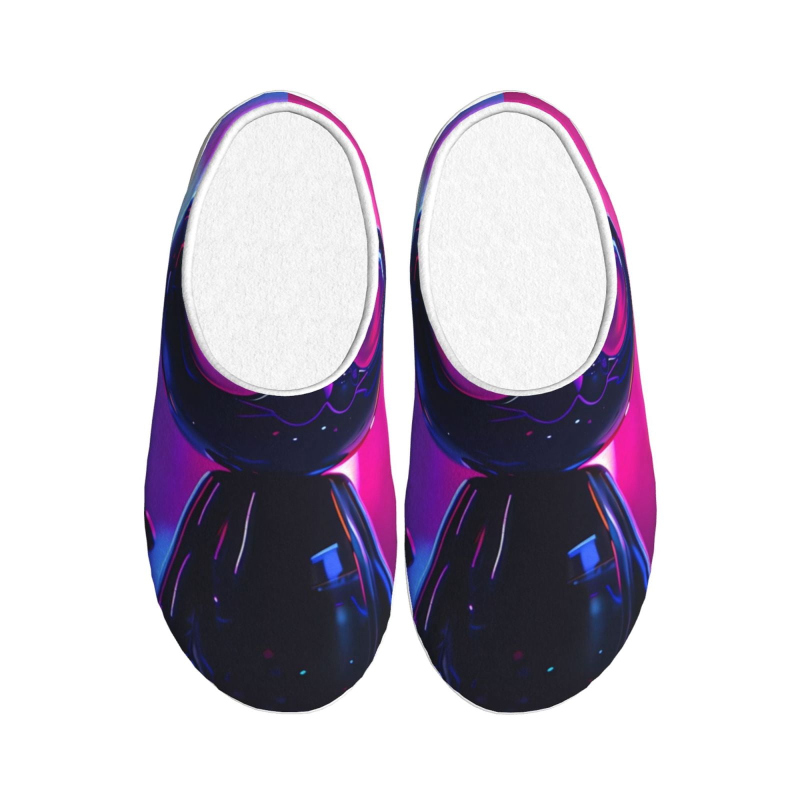 Kdxio Neon Toy Cat Reflections Women's Men's Slippers Plush Slip-On ...