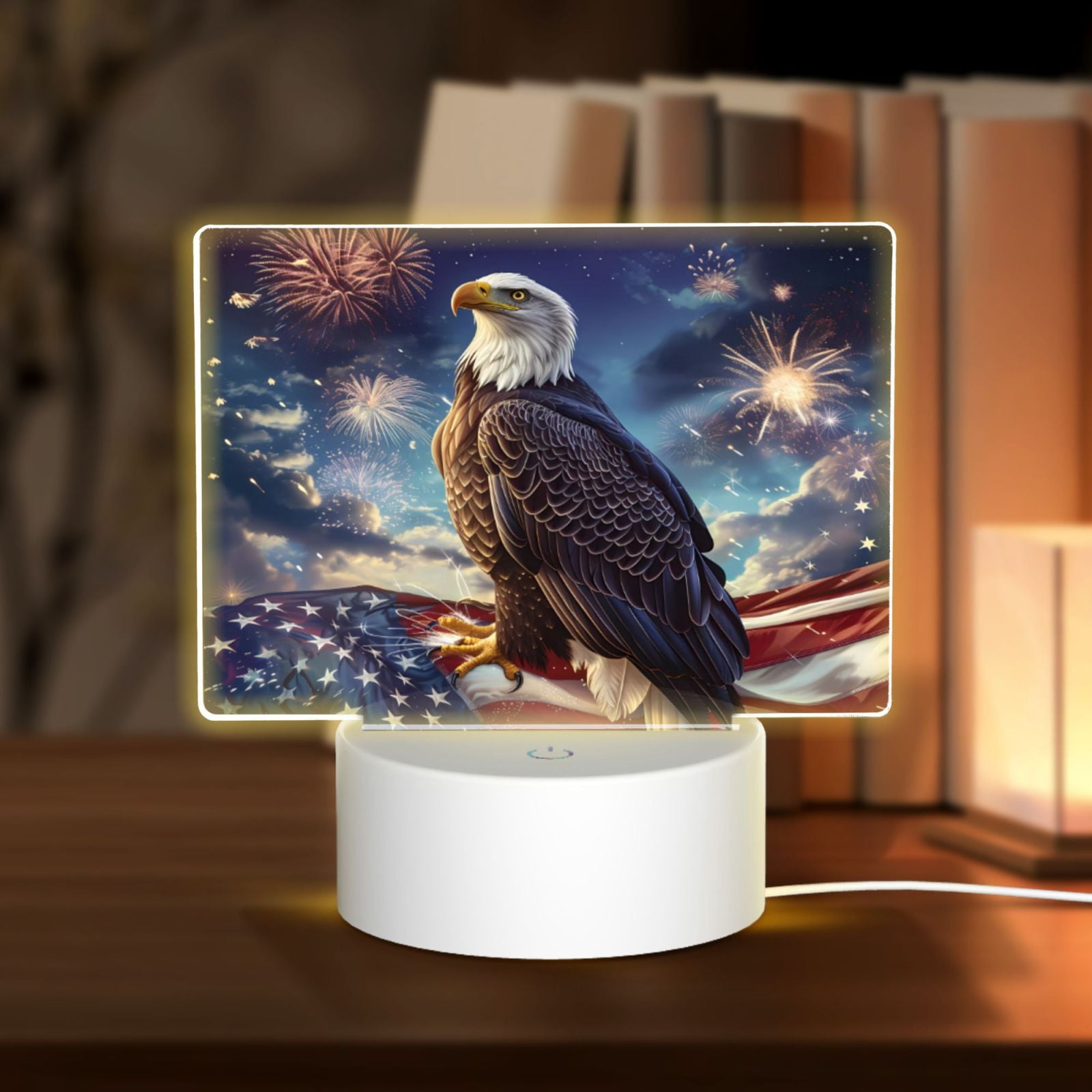 Kdxio Night Sky Bald Eagle Rectangular Acrylic Night Light Acrylic ...