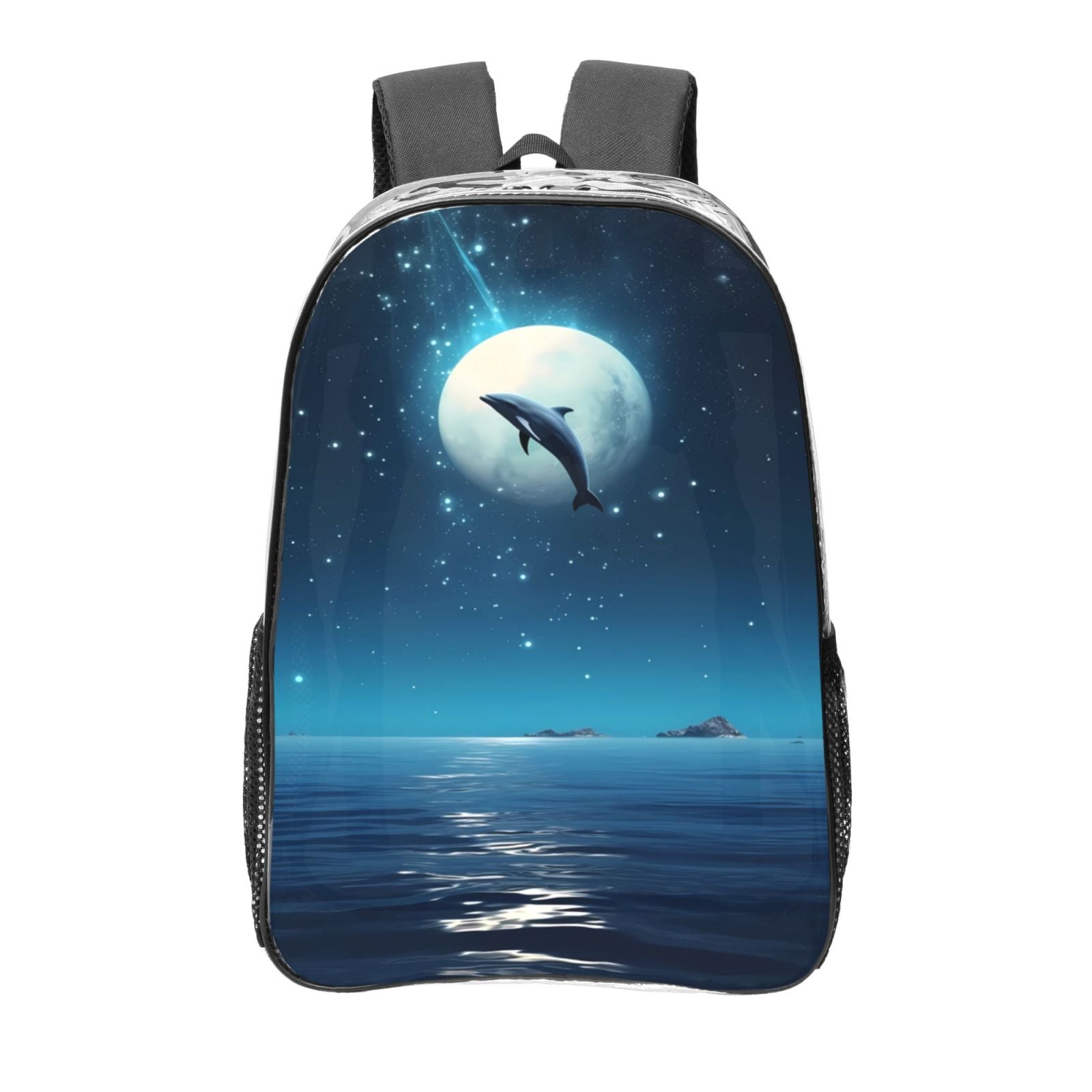Kdxio Night Sky Moon Dolphin Clear Backpack, Transparent Bookbag for ...