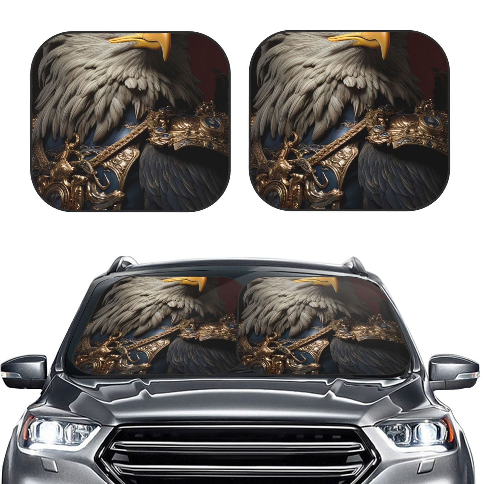 Kdxio Noble Style Bald Eagle Print 2-Piece Sun Shade Front Windshield ...