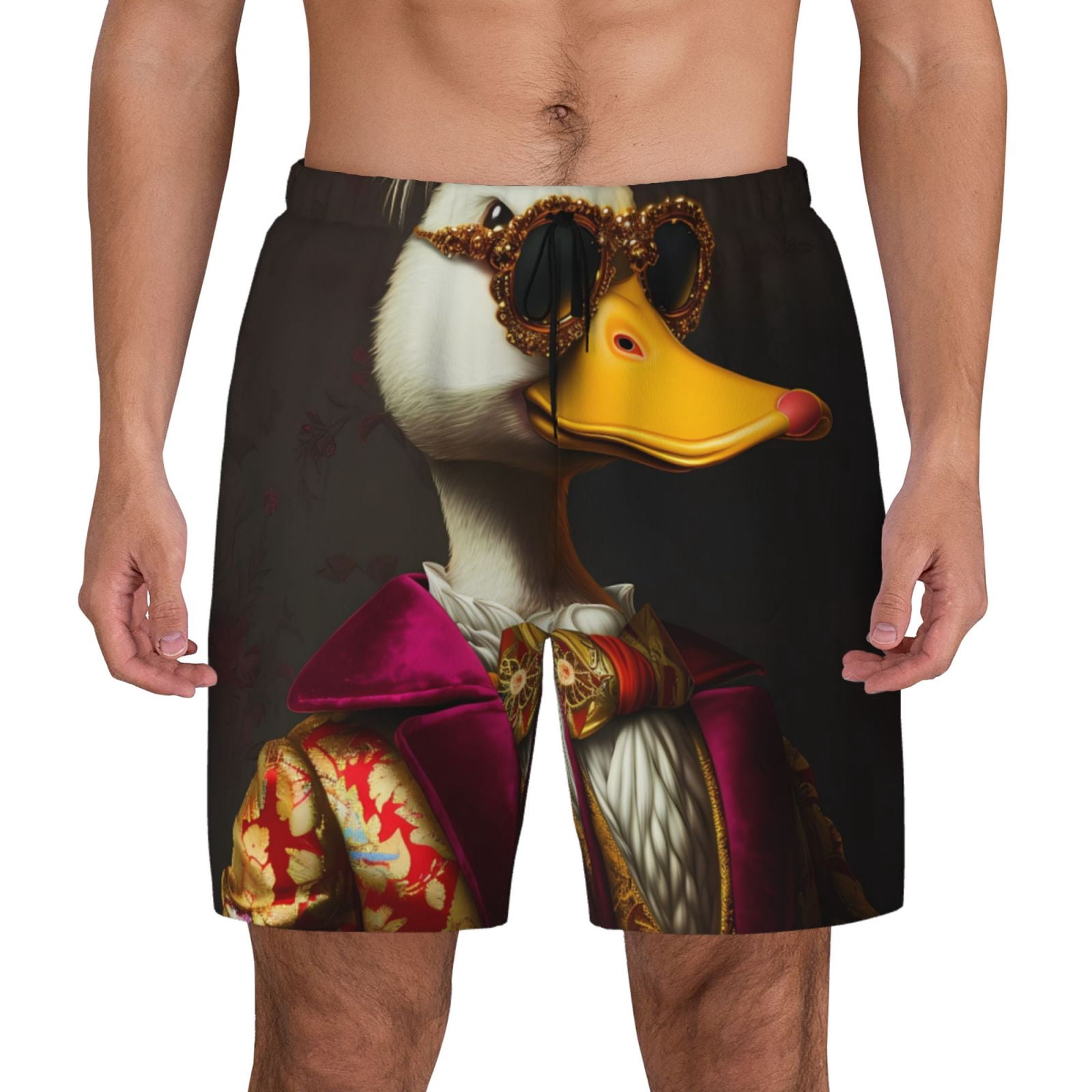 Kdxio Noble Style Duck Print Men's Swim Trunks with Compression Liner 7 ...