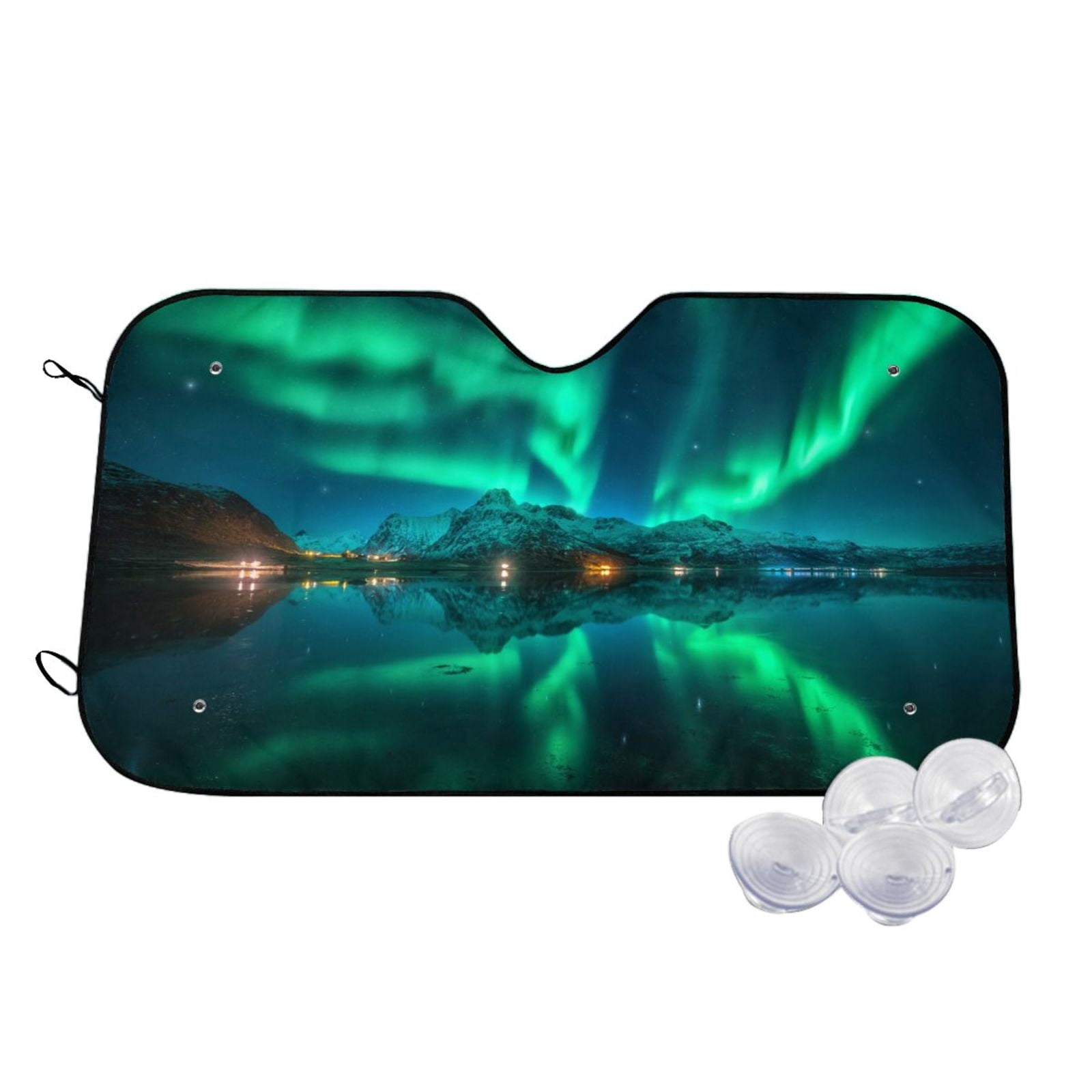 Kdxio Northern Lights Print Windshield Sun Shade,UV Rays and Sun Heat ...
