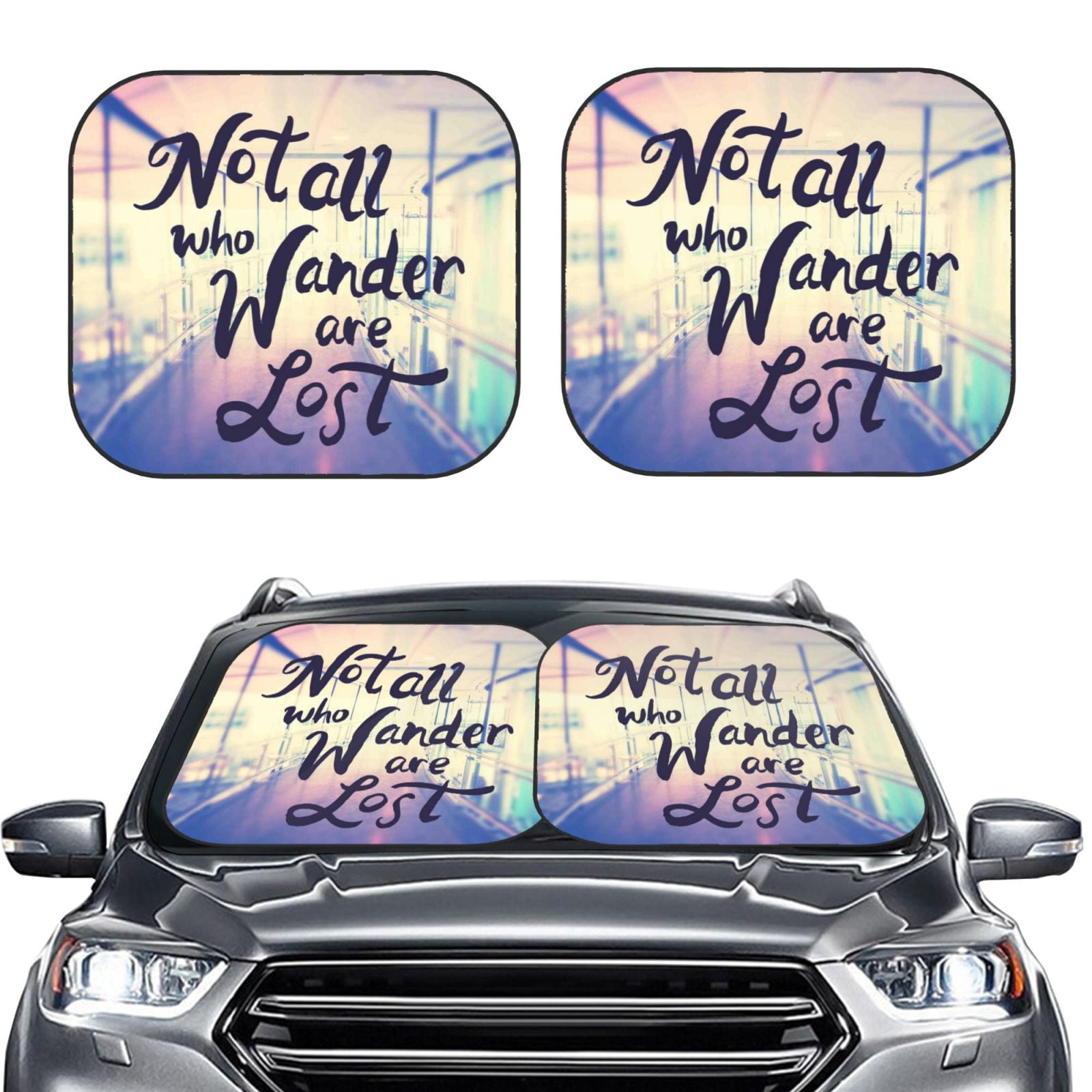 Kdxio Not All Those Who Wander Are Lost Print 2-Piece Sun Shade Front ...