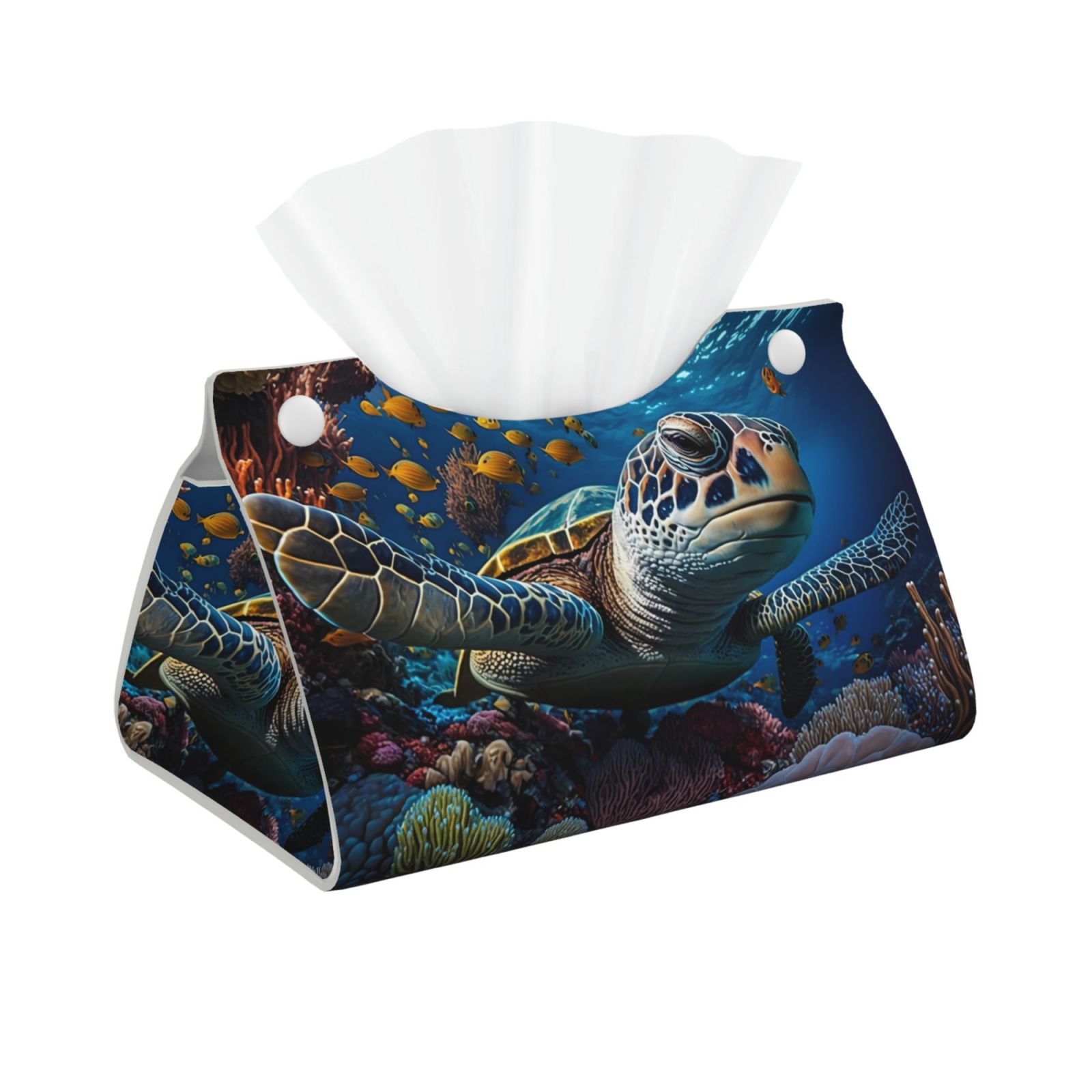 Kdxio Ocean Coral Turtle Print Tissue Box Cover,Modern PU Leather ...