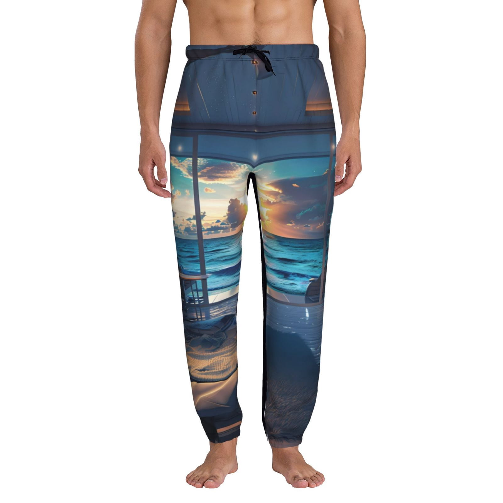 Kdxio Ocean View Bedroom Pattern Joggers,Sweatpants for Men with ...