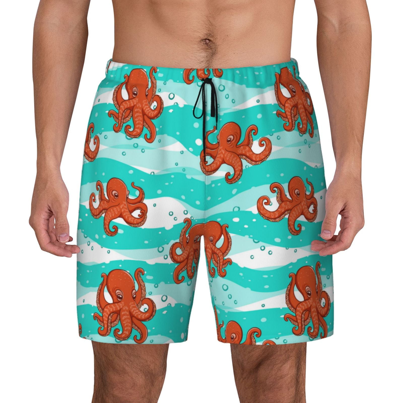 Kdxio Octopuses Print Men's Swim Trunks with Compression Liner 7 Inch ...