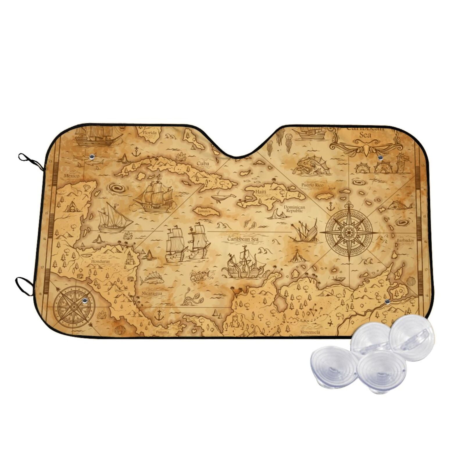 Kdxio Old Vintage Map Of Sea Print Windshield Sun Shade,UV Rays and Sun ...