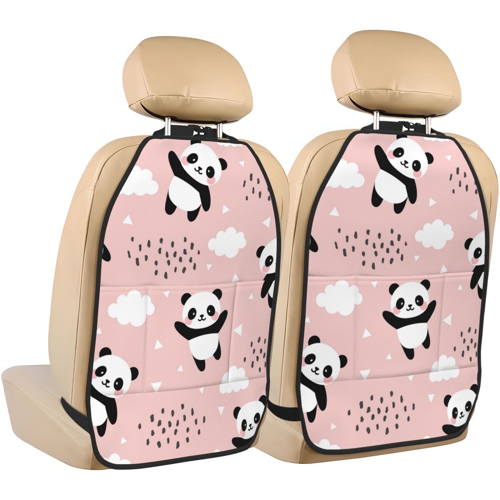 Kdxio Panda Print 2 Pack Car Kick Mat Seat Cover Back Protector Mat ...