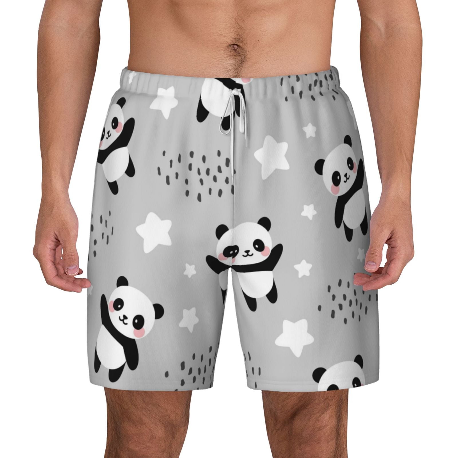 Kdxio Pandasbetween Clouds And Stars Print Men'S Swim Trunks With ...