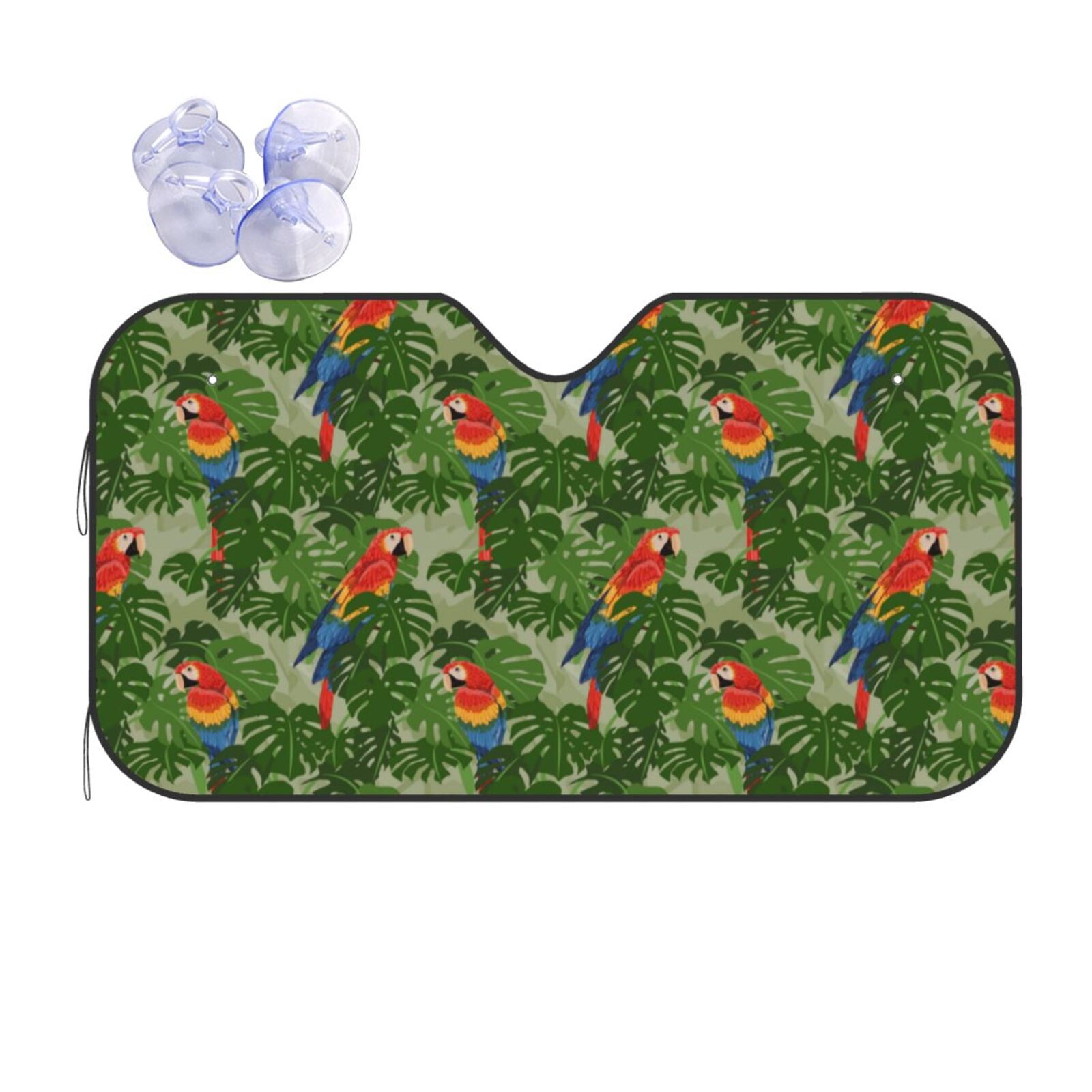 Kdxio Parrots And Tropical Leaves Print Front Windshield Sun Shade ...
