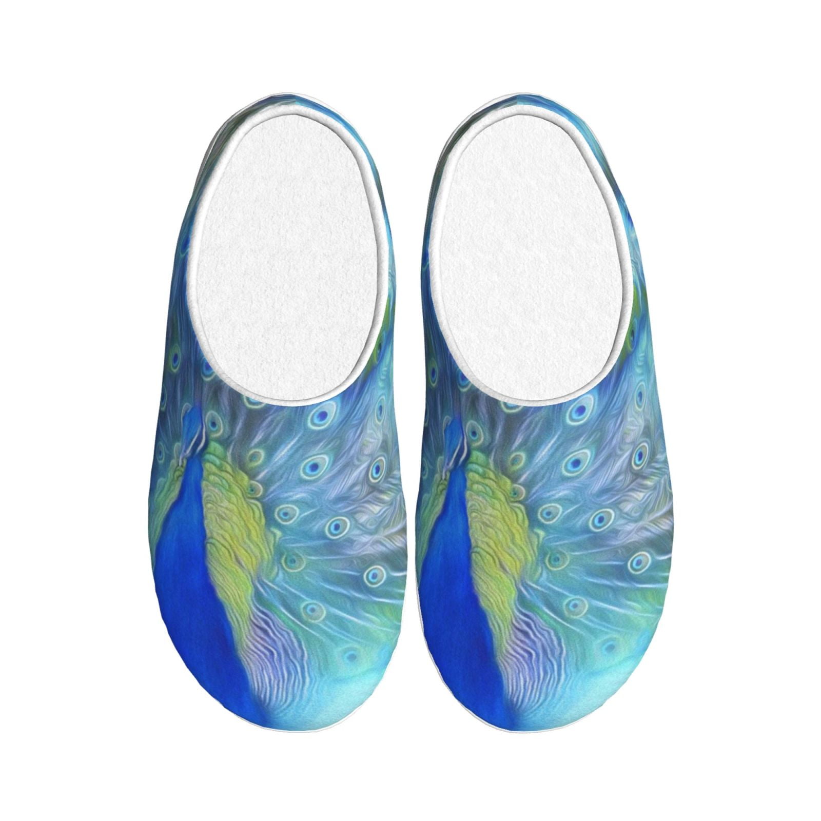 Kdxio Peacock Women's Men's Slippers Plush Slip-On House Slipper for ...