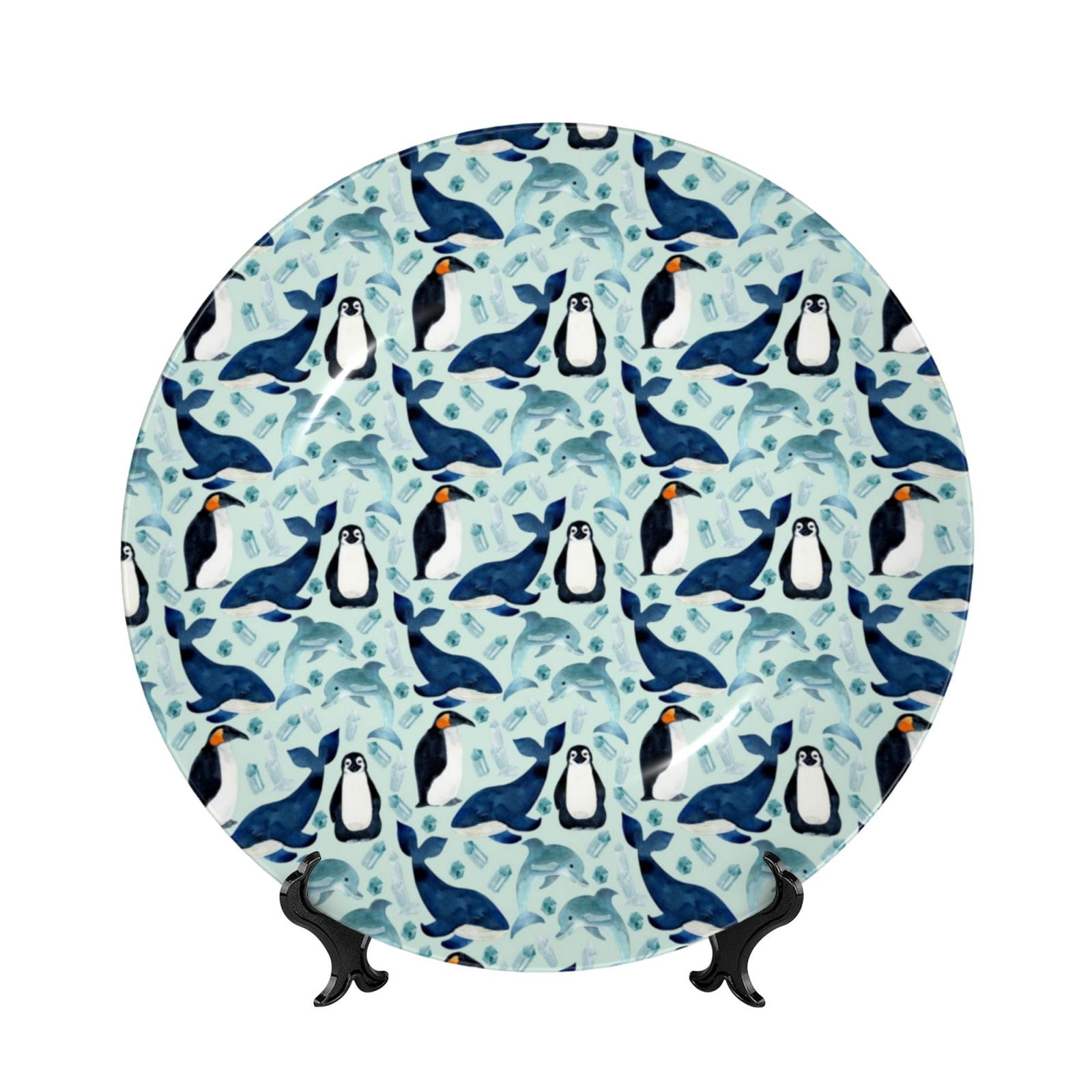 Kdxio Penguins Whales Bone China Decorative Plate Ceramic Decorative ...