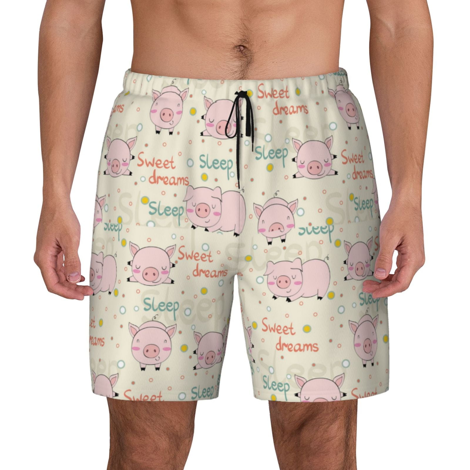 Kdxio Pigs Sleep Print Men's Swim Trunks with Compression Liner 7 Inch ...
