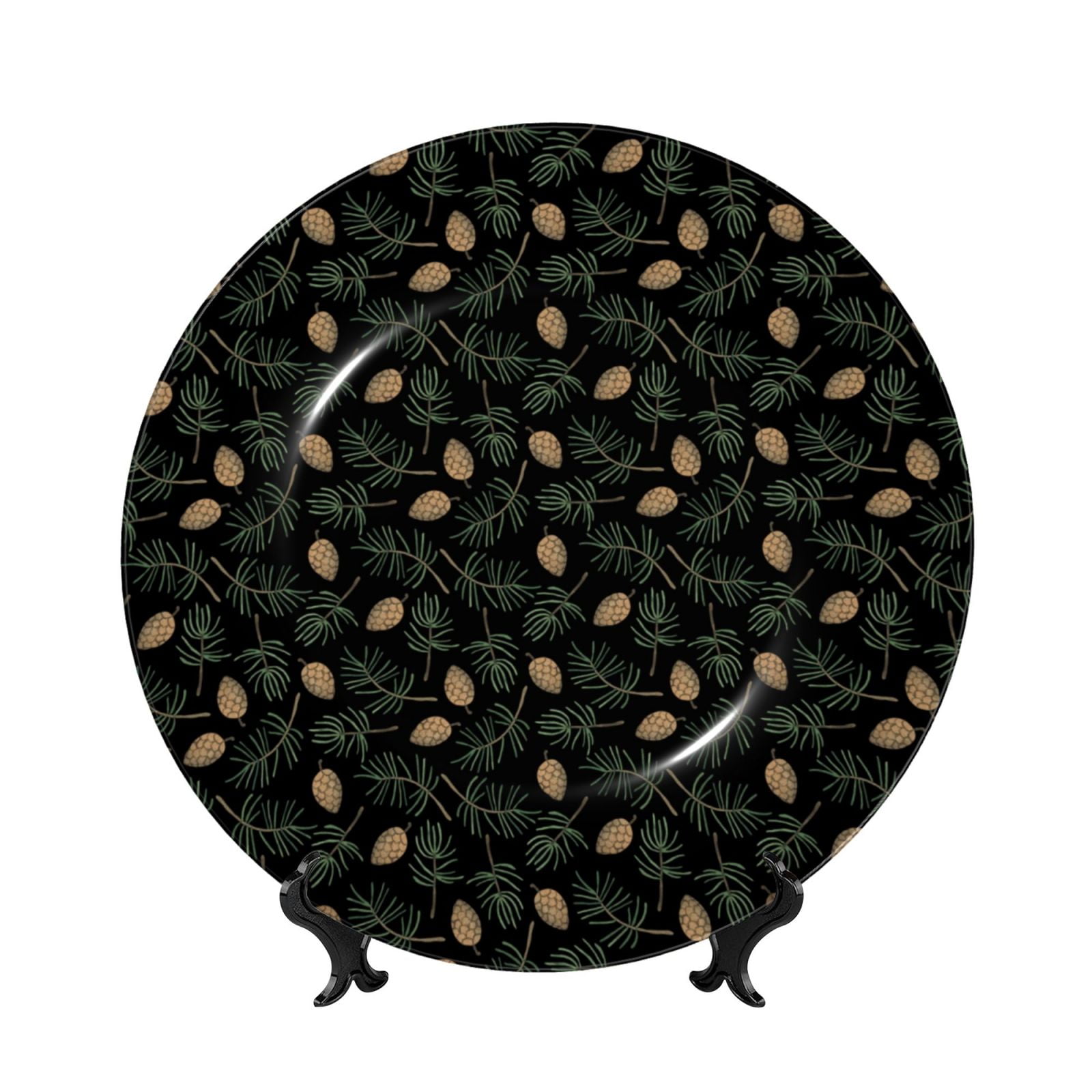 Kdxio Pine Cone Woodland Pattern Bone China Decorative Plate Ceramic ...