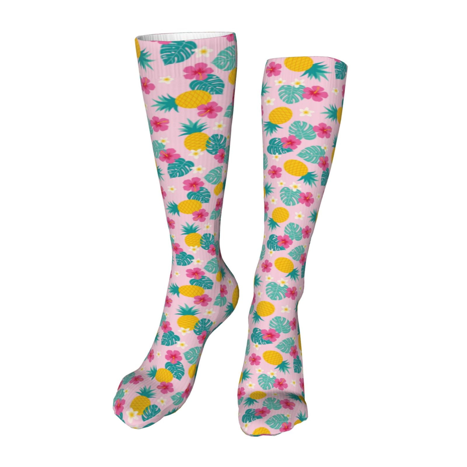 Kdxio Pineapple And Leaves Funny Silky Novelty Funky Long Knee High ...