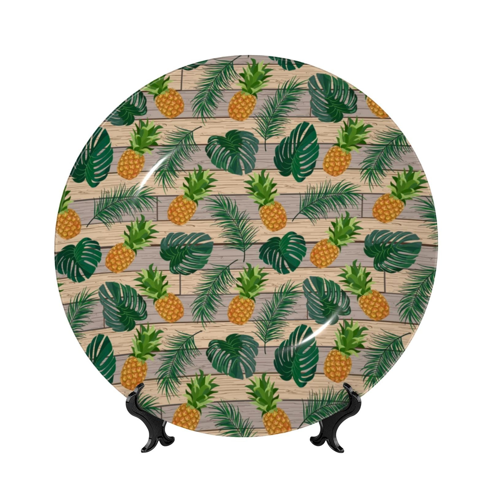 Kdxio Pineapples Palm Leaves Bone China Decorative Plate Ceramic ...